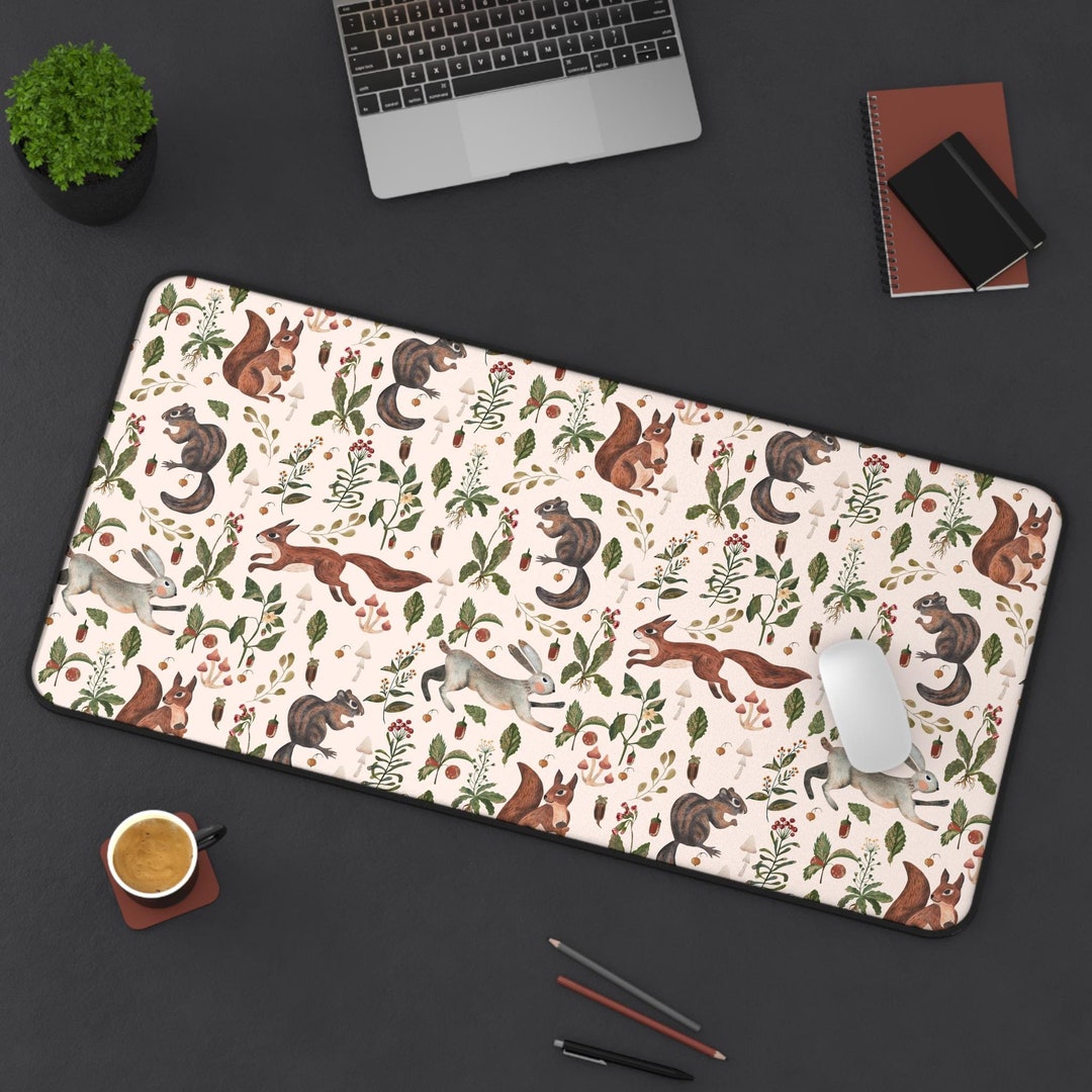 Woodland Critters Desk Mat | Retro Cottagecore Academia Fairy Whimsical ...