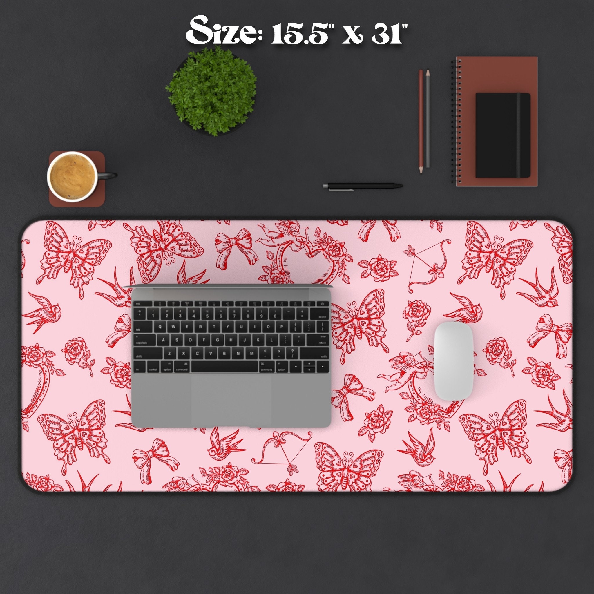 Valentine Tattoos Desk Mat Vintage Americana Rockabilly Coquette ...