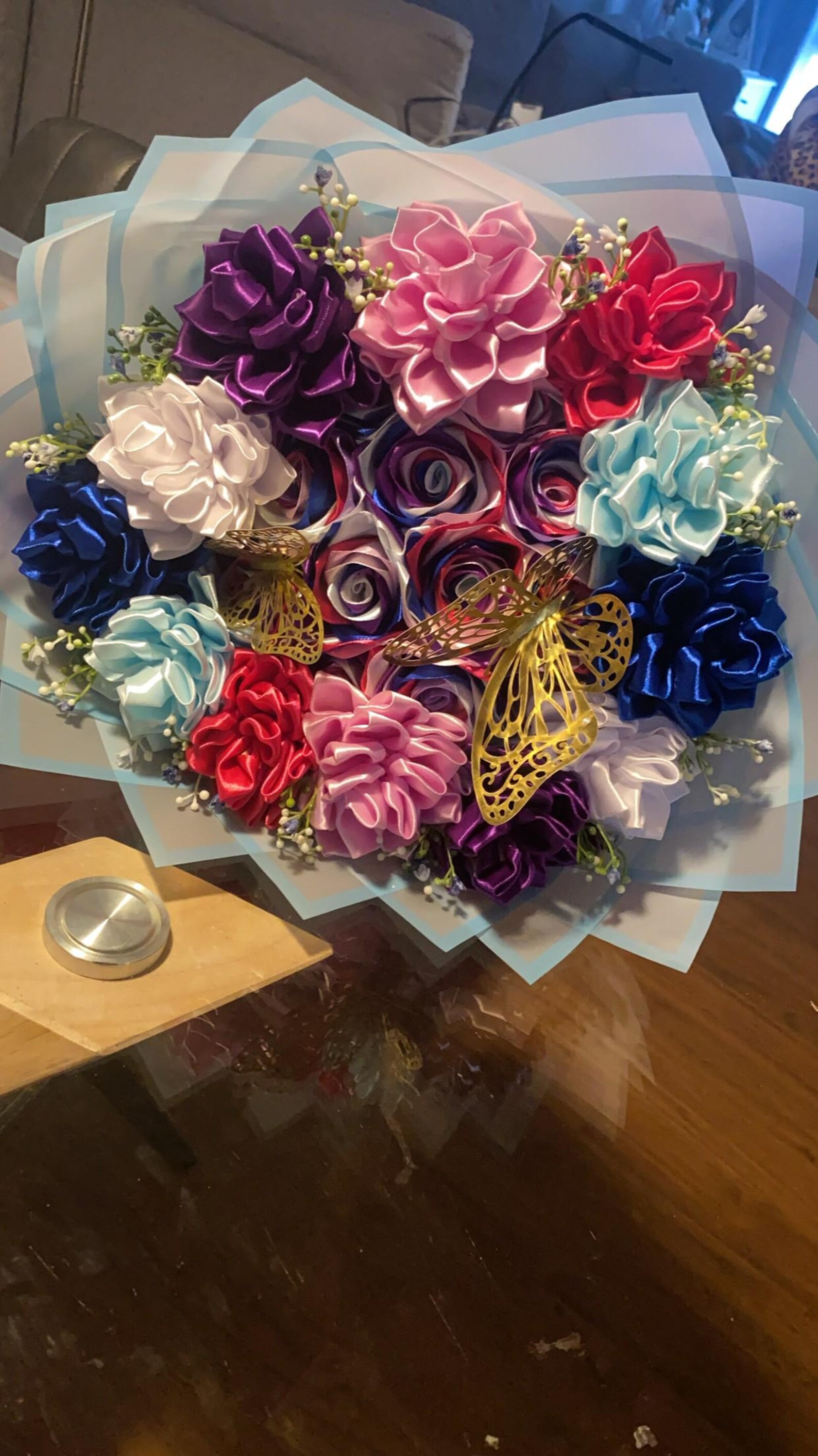 24 Ribbon Rose Bouquet - Etsy