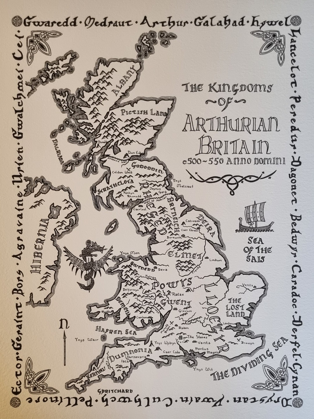 Map of Arthurian Britain - Etsy