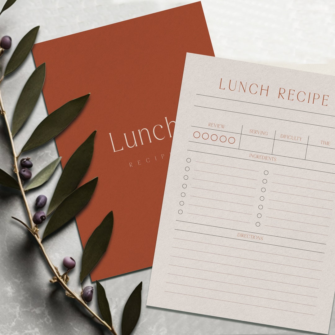 Modern Recipe Card Template Simple Recipe Card Digital Download Modern ...