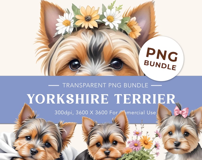Yorkie Dog Clipart – 21 Cartoon PNG Illustrations (digital Download ...