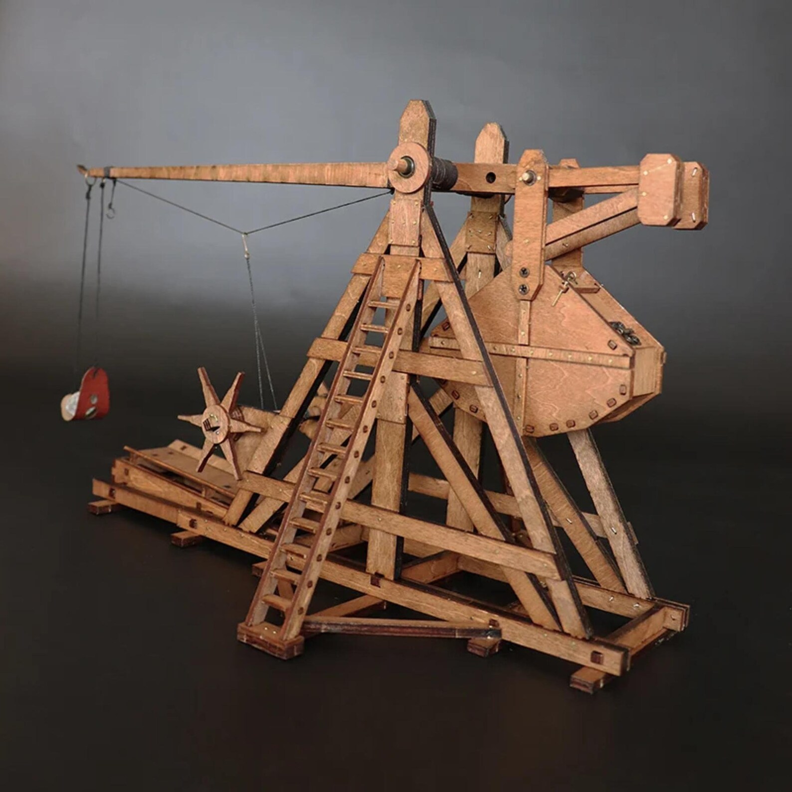 DIY Ancient Chariot Model Siege Car, Counterweight Trebuchet Catapult ...