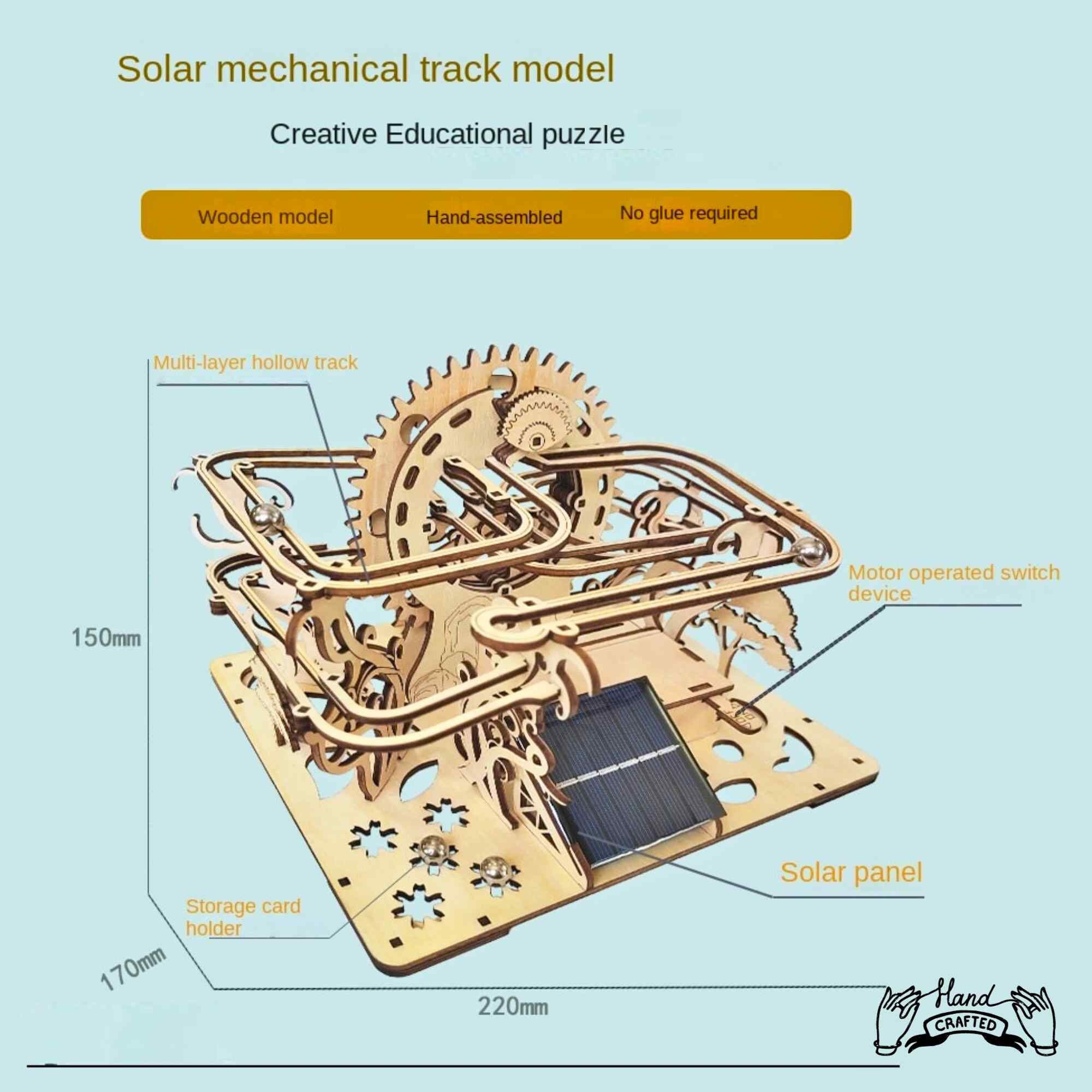 Wooden Marble Run Maze, DIY 3D Puzzle Hand-assembled Toys, Solar ...