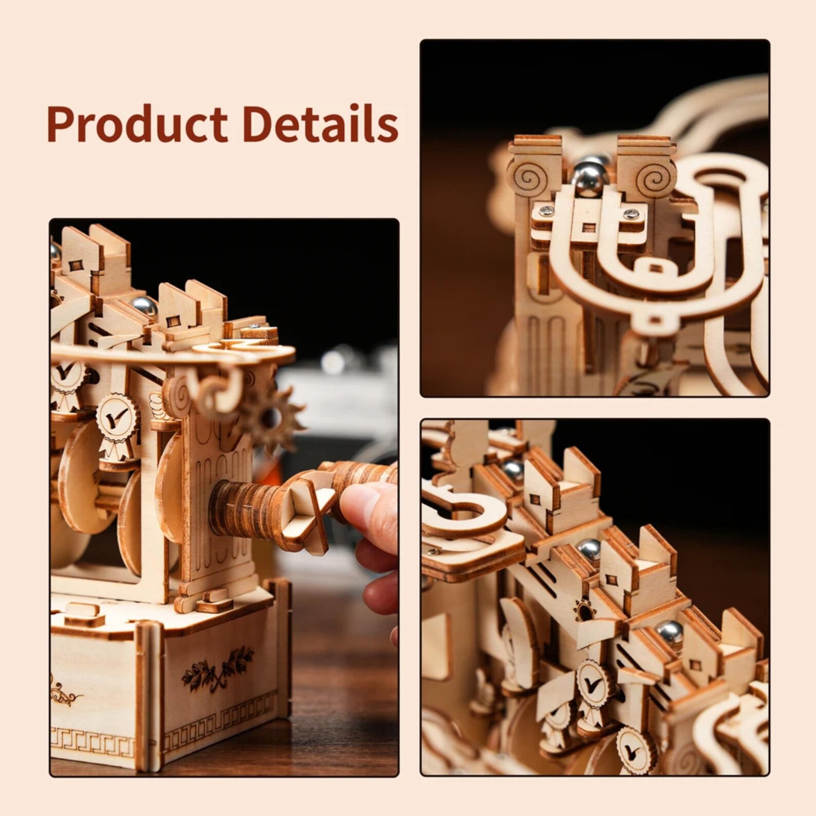 Star Moon Marble Run, Movable Wooden 3D Puzzle, DIY Building Block ...