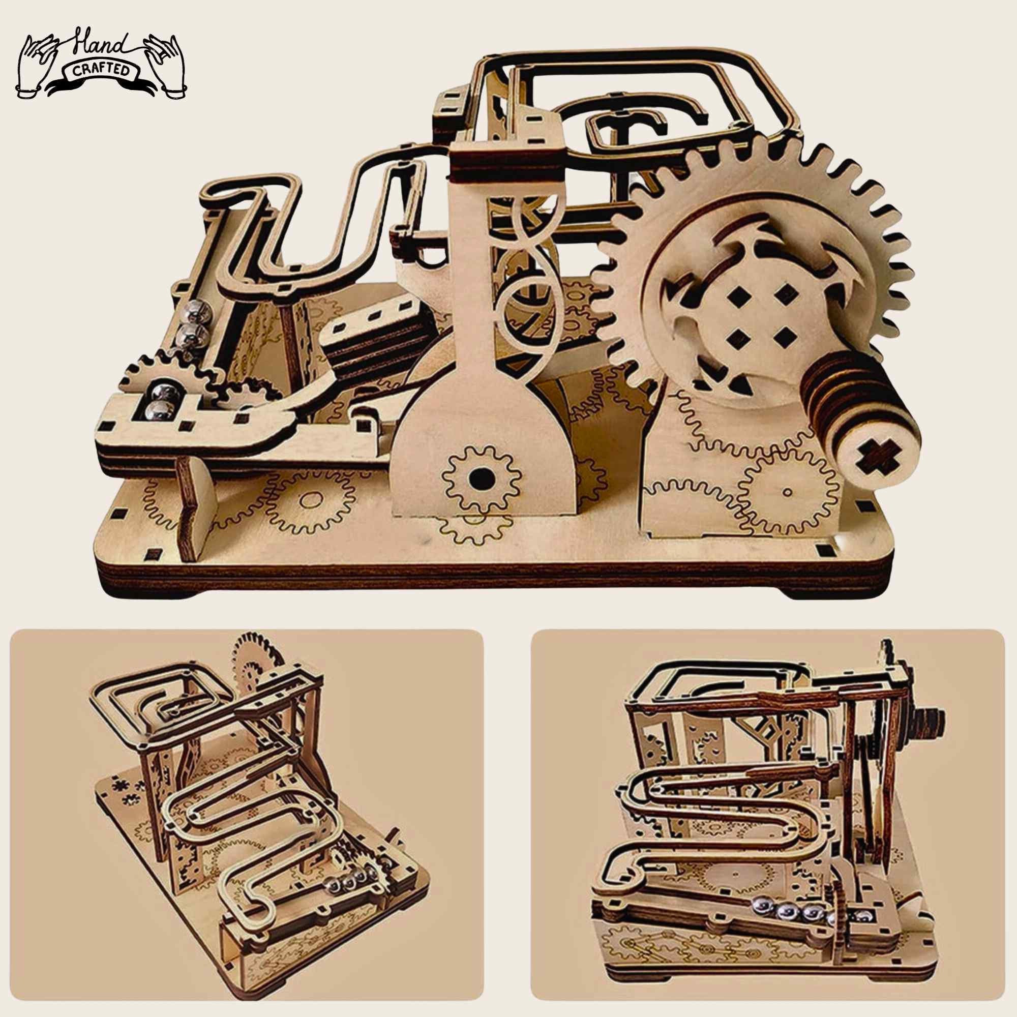 Marble Run Race Track Iron Ball, 3D Wooden Puzzle, Mechanical Gear ...
