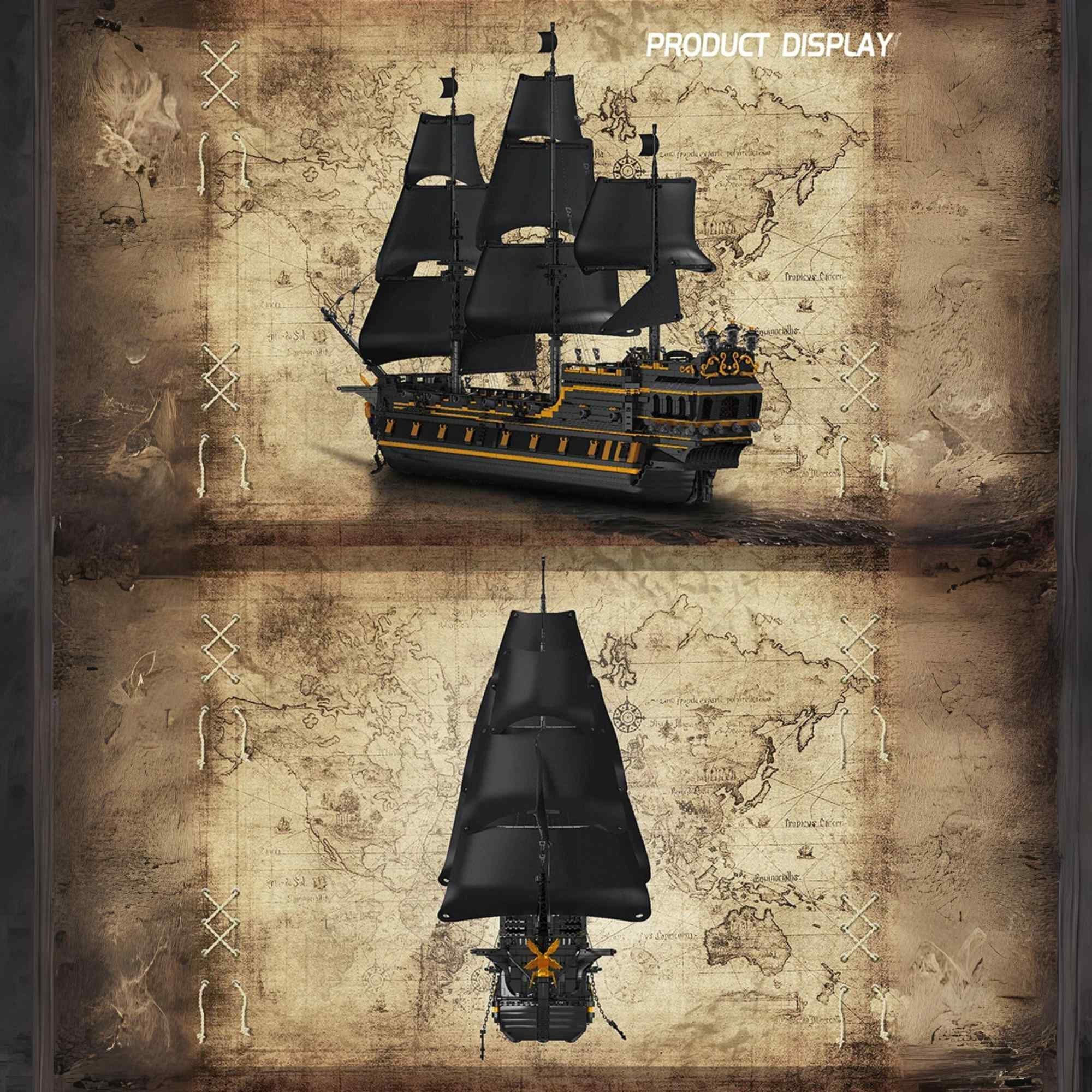 Black Pearl Pirate Ship Model Kit, DIY Building Blocks Ideas Sailboat ...
