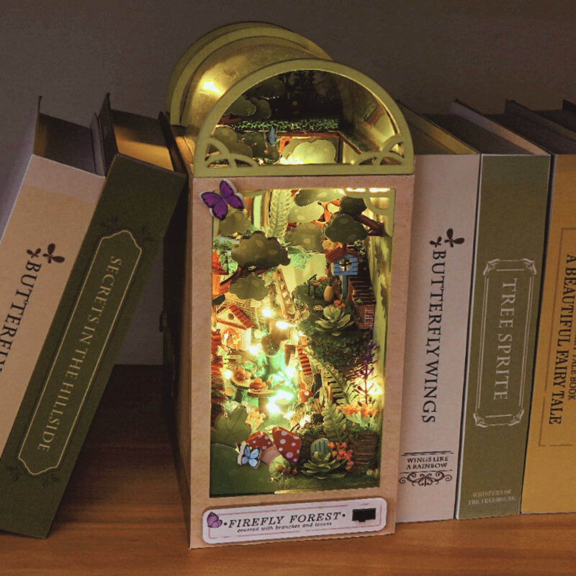 Firefly Forest DIY Book Nook Insert Kit Book Stand, Wooden Tiny House ...