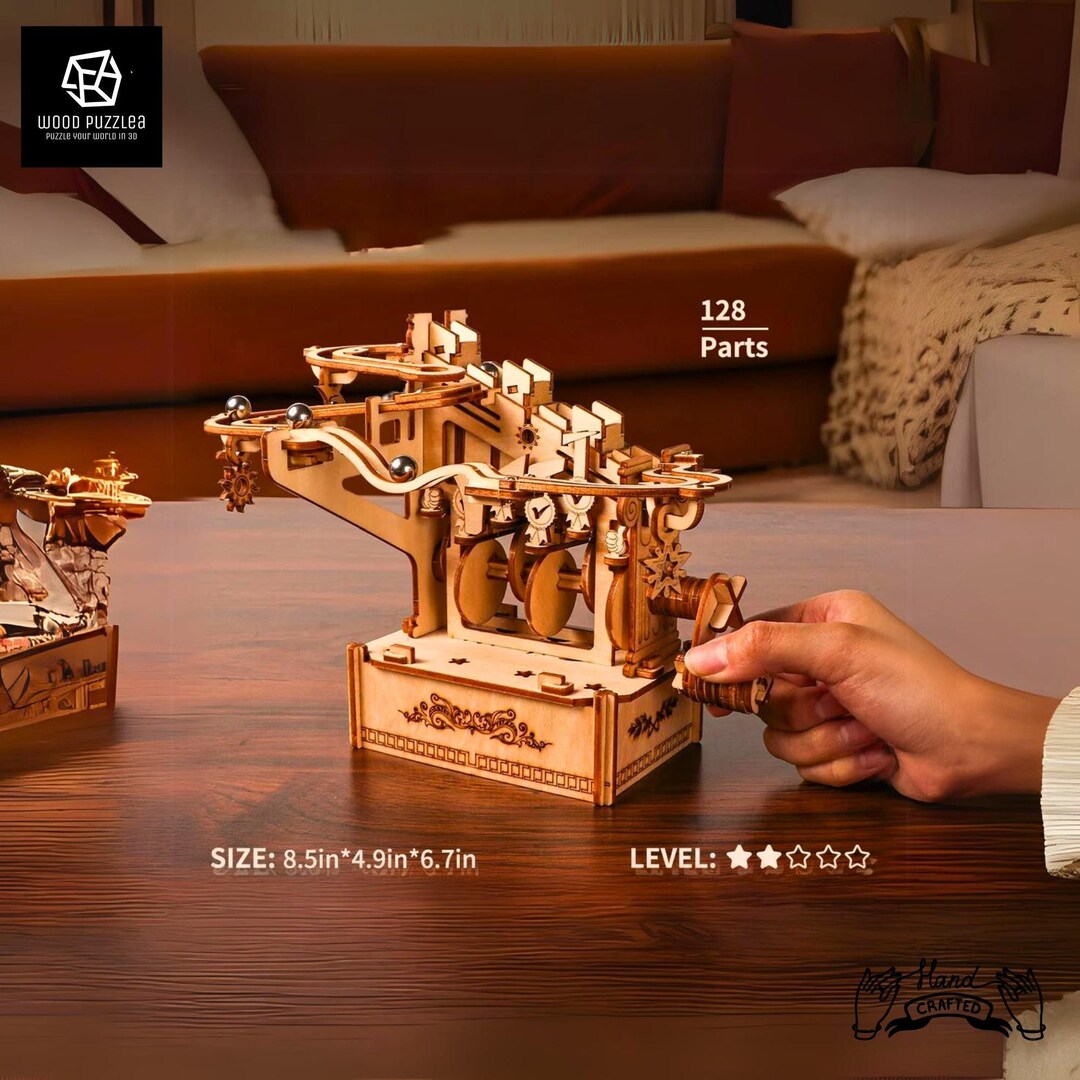 Star Moon Marble Run, Movable Wooden 3D Puzzle, DIY Building Block ...