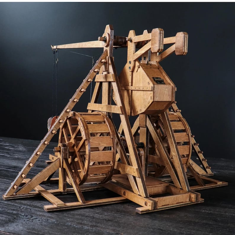 Rotary Counterweight Trebuchet Catapult, DIY Ancient Chariot Model ...