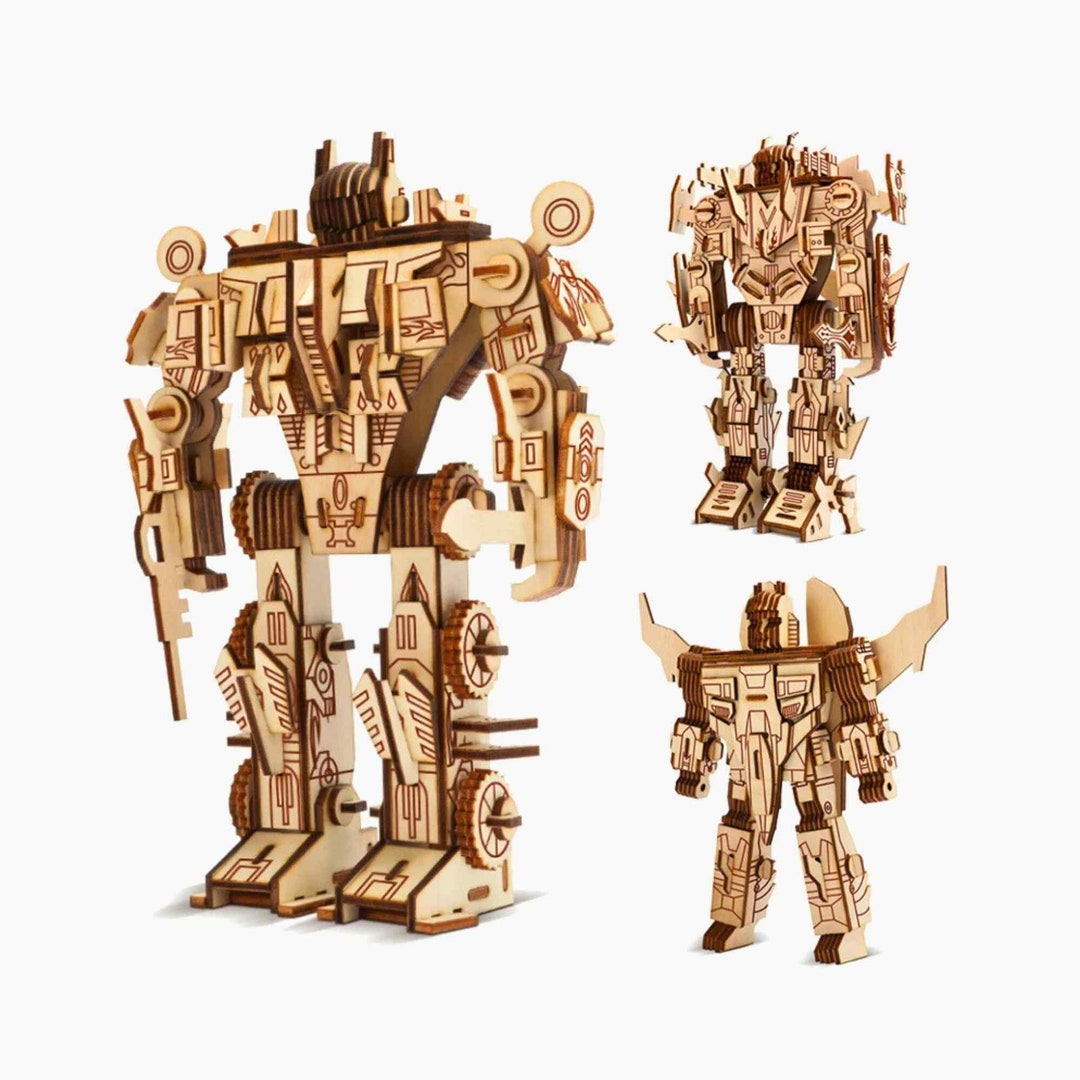 Transformer Robot, Wooden 3D Puzzle Toys, Jigsaw Puzzle DIY Educational ...