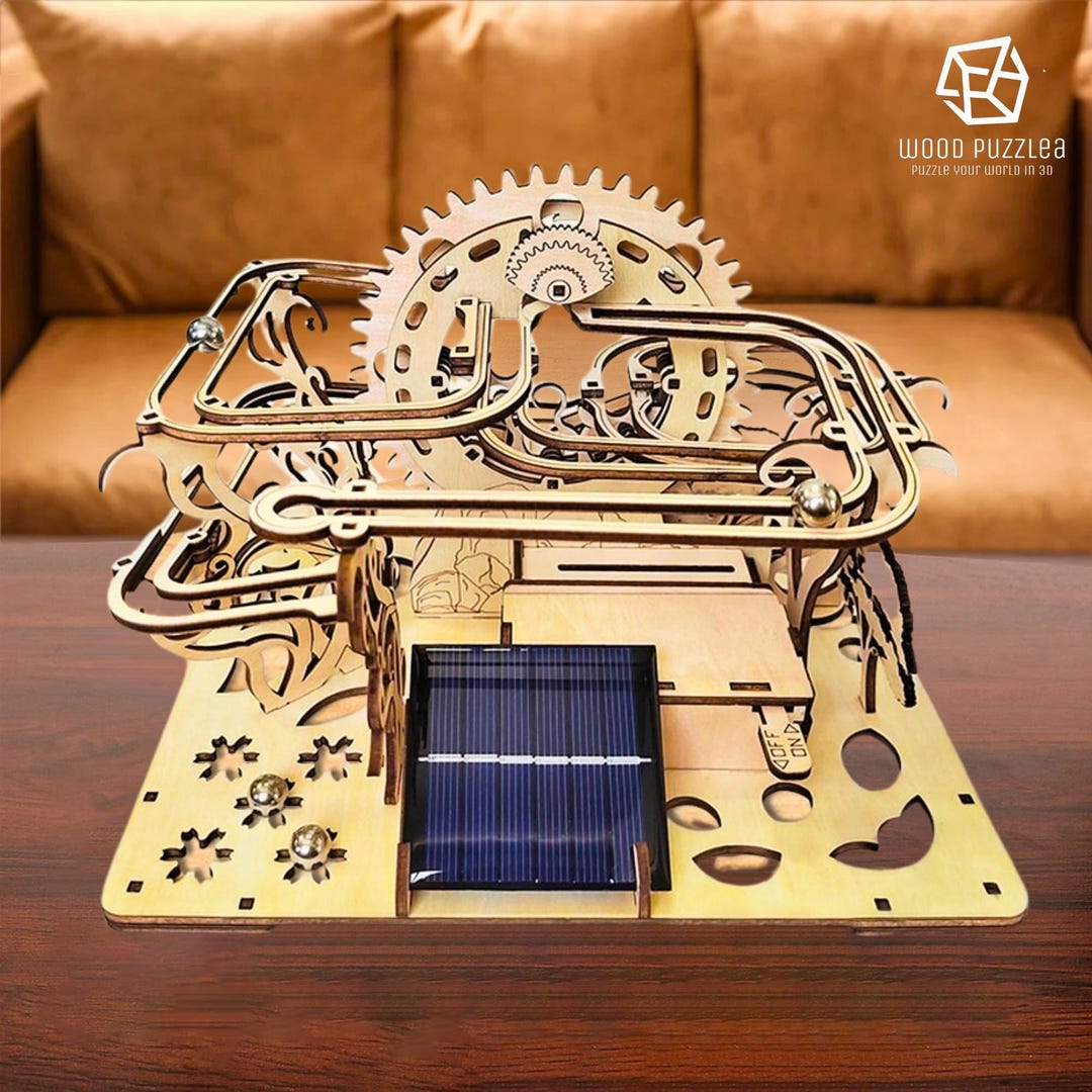 Wooden Marble Run Maze, DIY 3D Puzzle Hand-assembled Toys, Solar ...