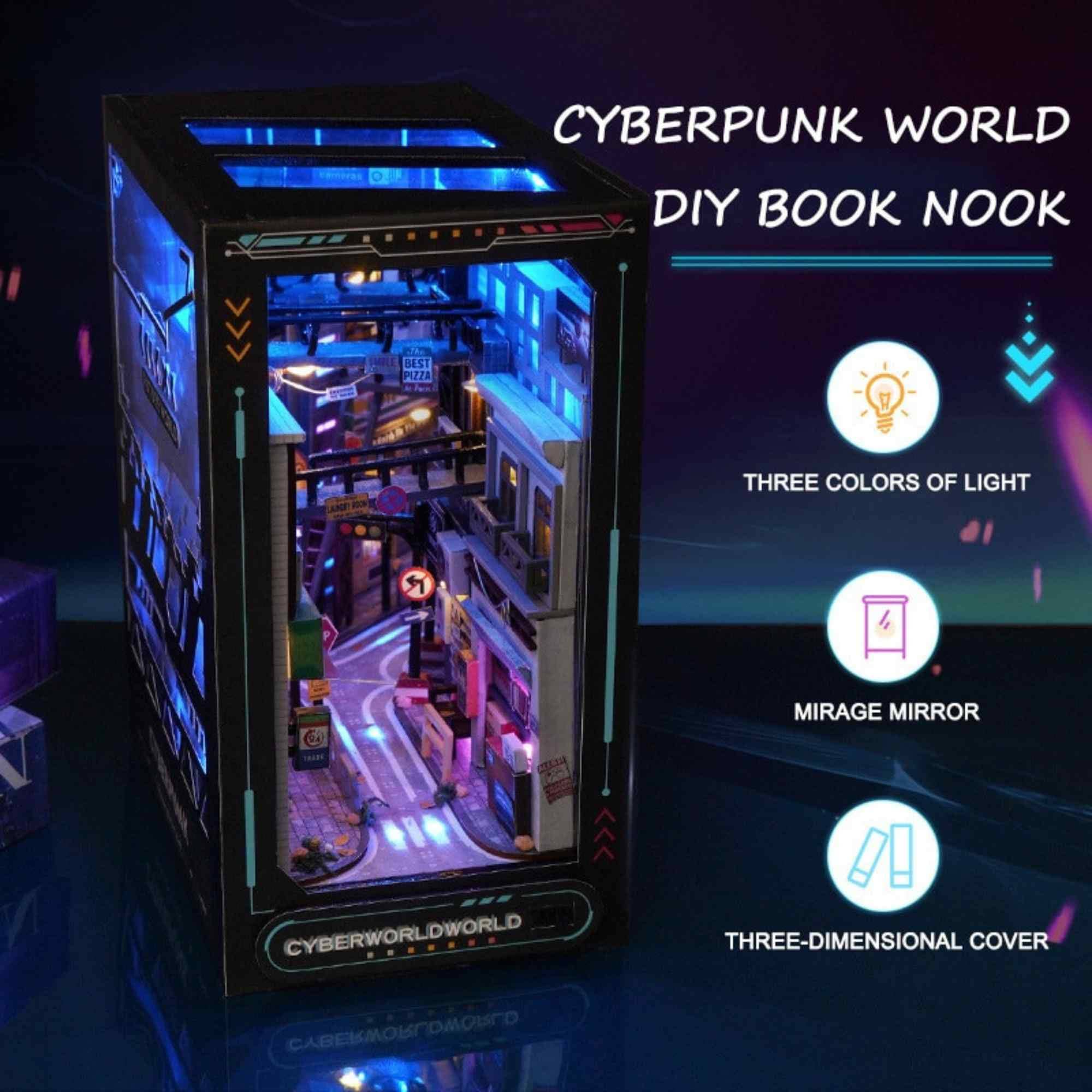 Cyberpunk World DIY Book Nook Shelf Miniature Insert Kits, Near Future ...
