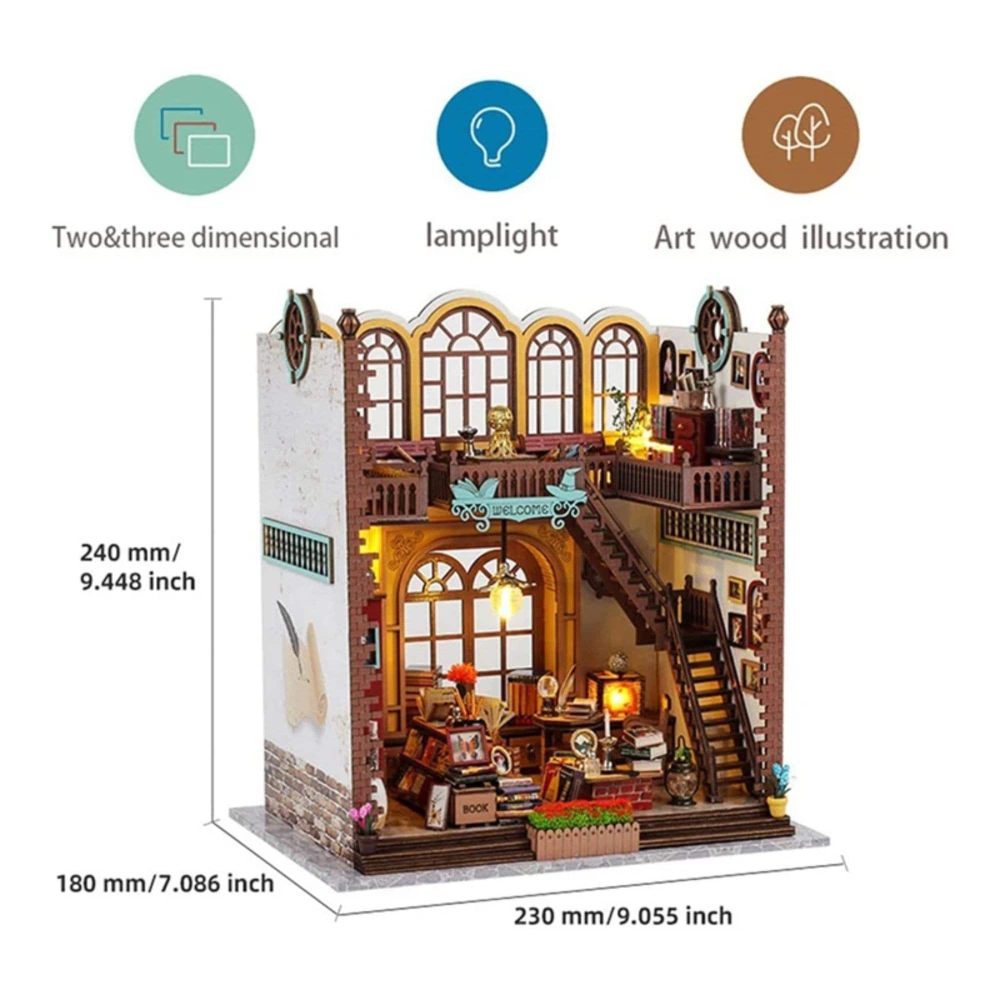 Magic Book House DIY Dollhouse Kit, Wooden Miniature Doll House 3D ...