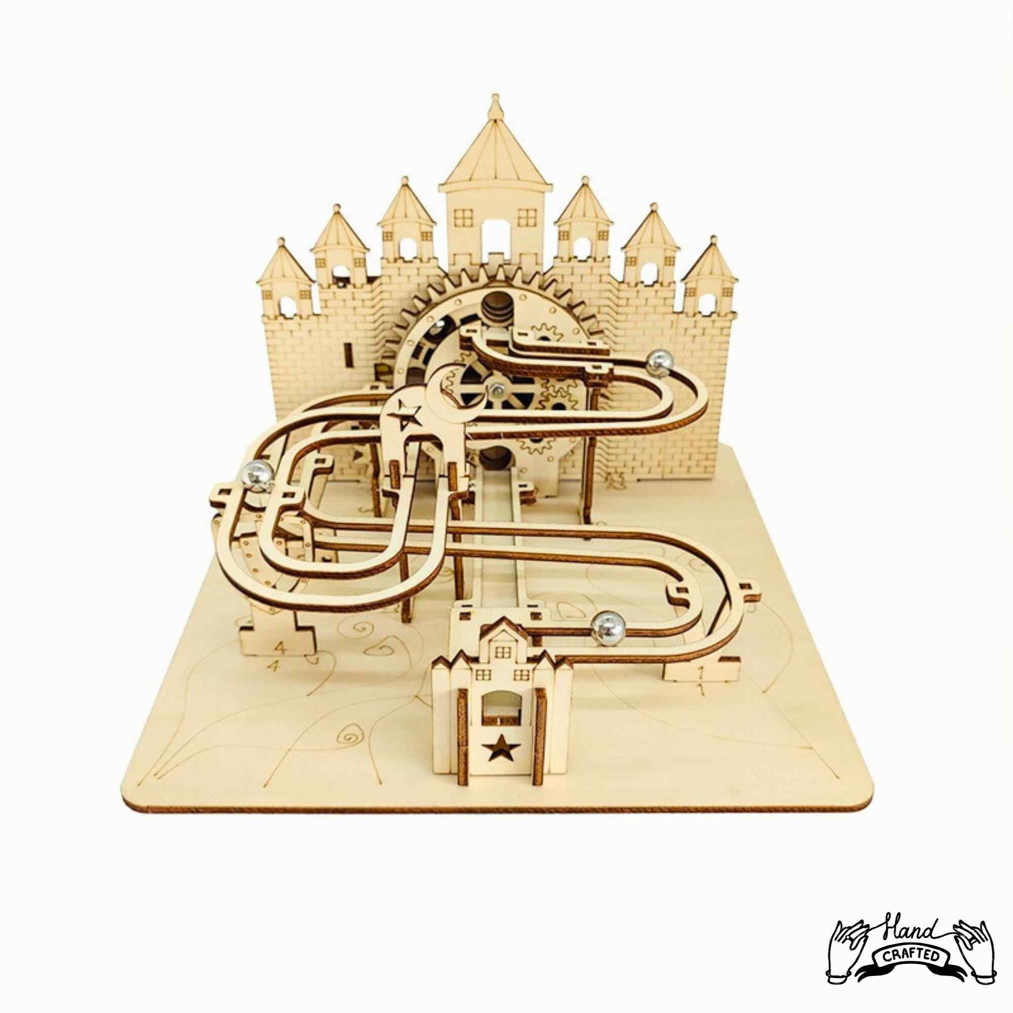 Electric Marble Race Run, Wooden 3D Puzzle Castle, Mechanical Kit ...