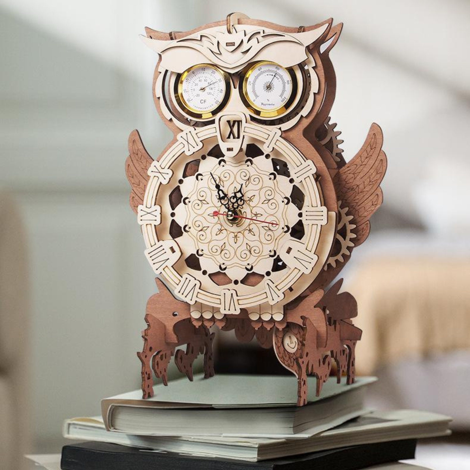 Owl Pendulum Clock, DIY Wooden 3D Puzzle, Mechanical Gear Retro Wall ...