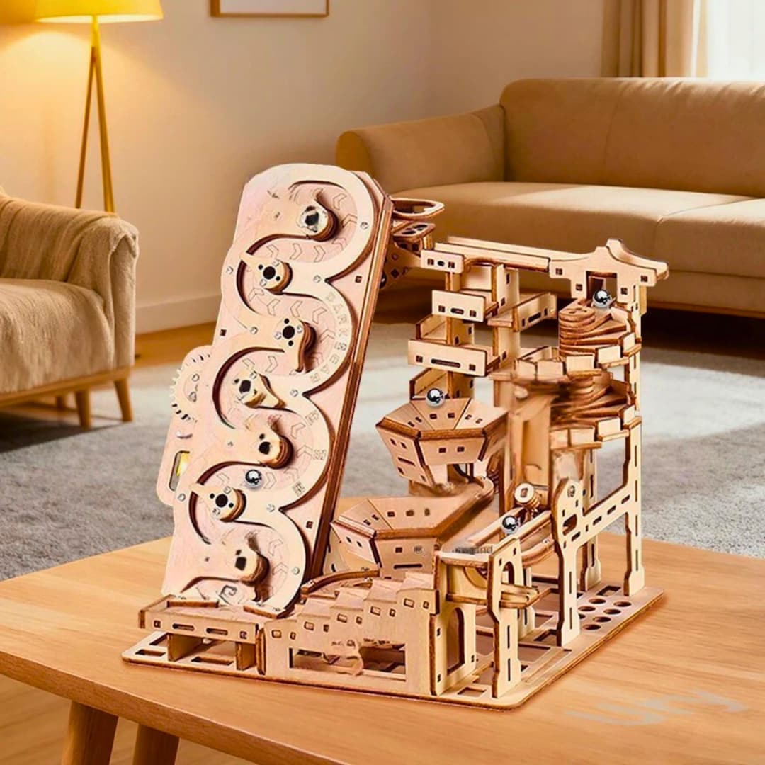 Wooden Marble Run Track Puzzle | Electric Stellar Stairway 3D Puzzle ...