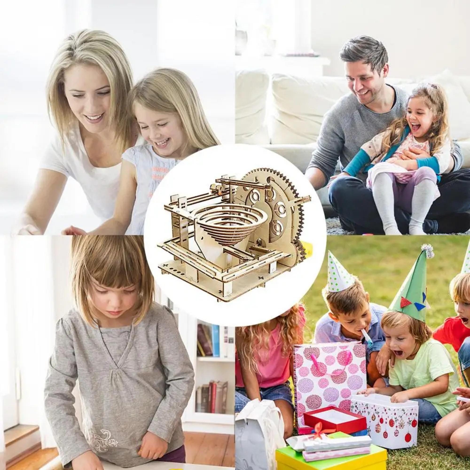 Marble Run Maze Electric Track Roller Ball Model, Mechanical 3D Wooden ...