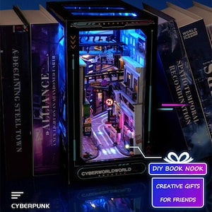 Cyberpunk World DIY Book Nook Shelf Miniature Insert Kits, Near Future ...