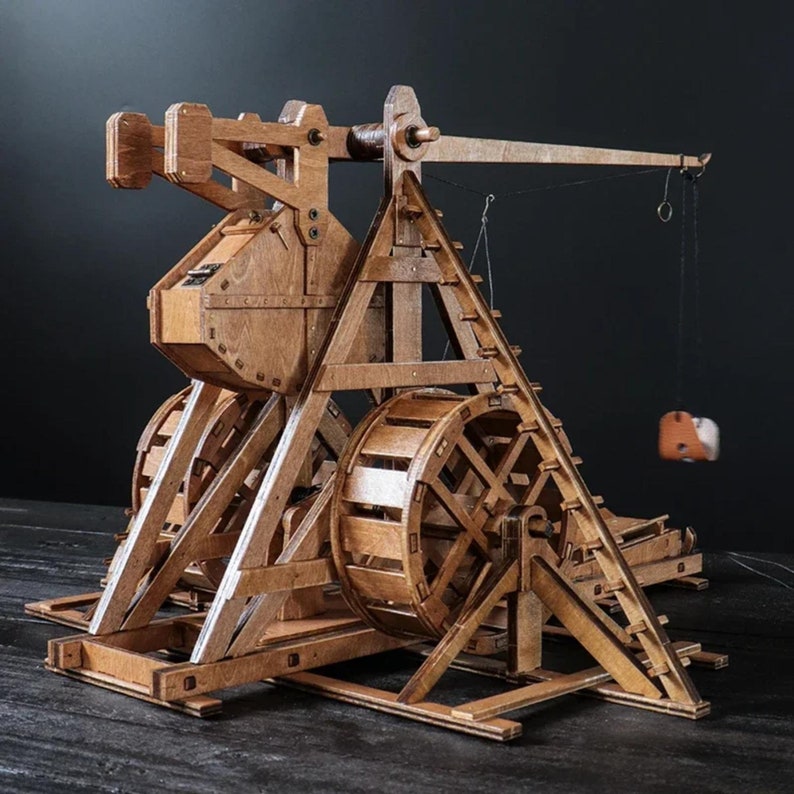 Rotary Counterweight Trebuchet Catapult, DIY Ancient Chariot Model ...