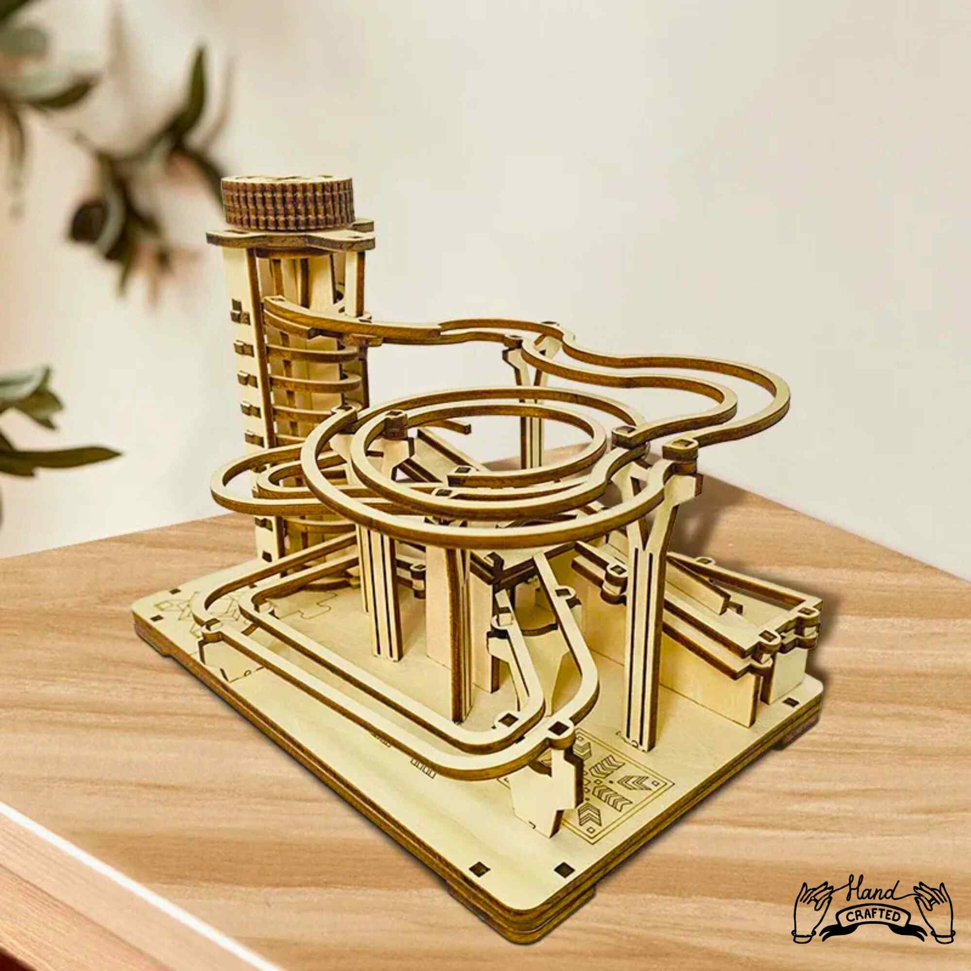 Marble Run Maze Wooden 3D Puzzle, Mechanical Spiral Rolling Track Ball ...