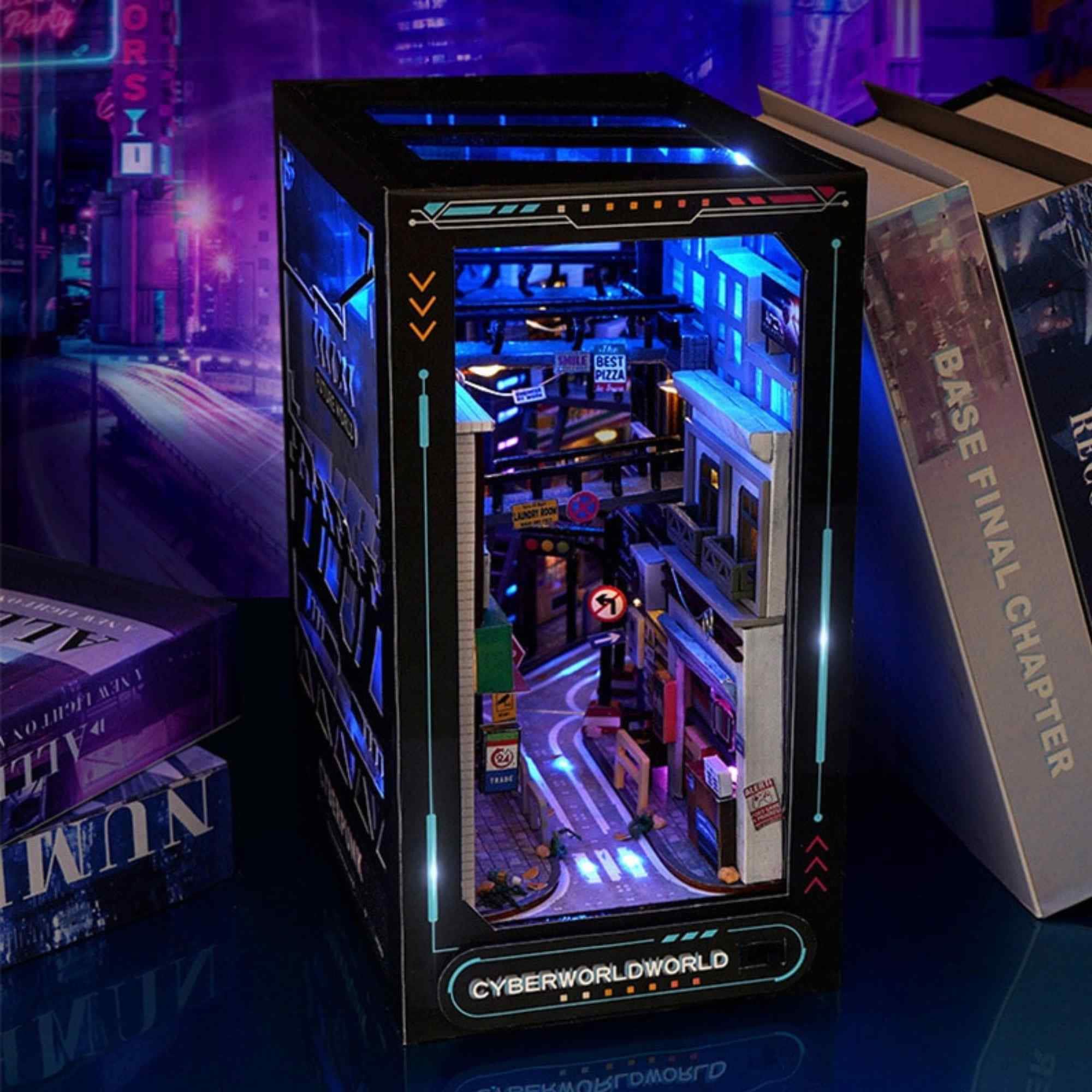 Cyberpunk World DIY Book Nook Shelf Miniature Insert Kits, Near Future ...