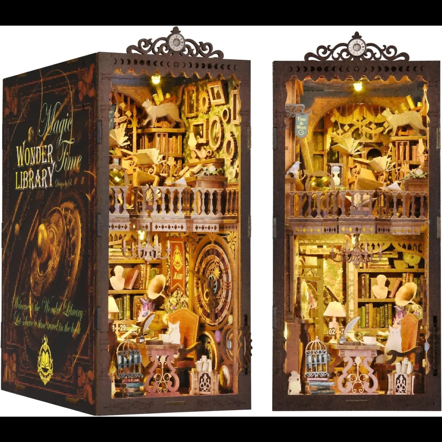 Wonder Library DIY Book Nook Doll House, Wooden 3D Puzzle With LED ...