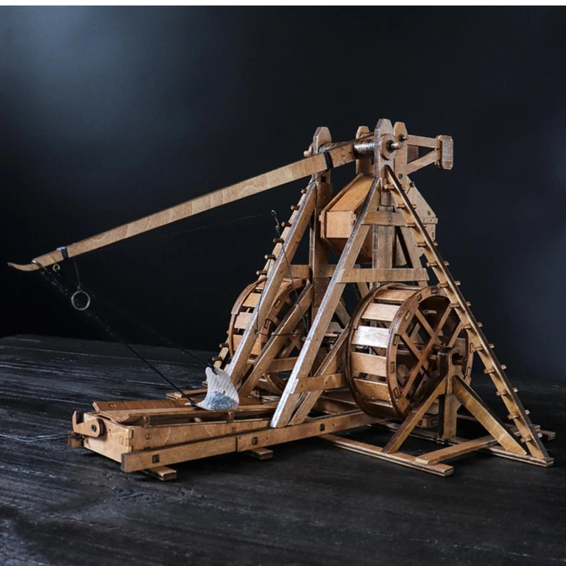 Rotary Counterweight Trebuchet Catapult, DIY Ancient Chariot Model ...