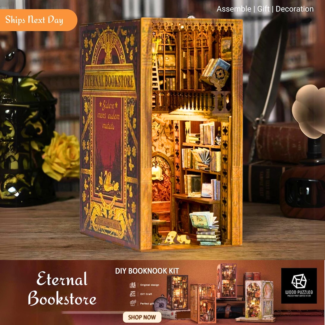 Eternal Bookstore DIY Book Nook Gifts Toy Kit, Miniature Dollhouse ...