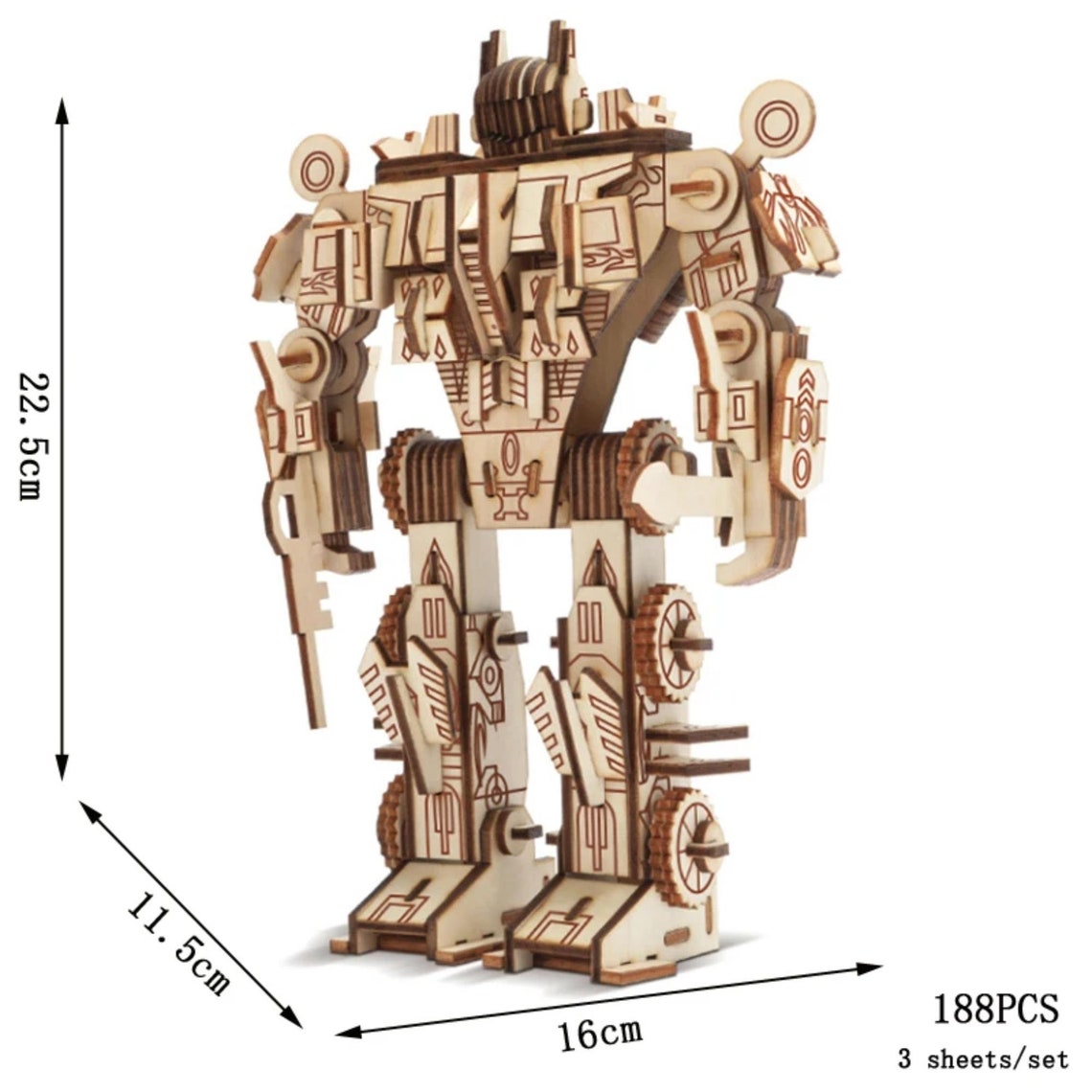 Transformer Robot, Wooden 3D Puzzle Toys, Jigsaw Puzzle DIY Educational ...