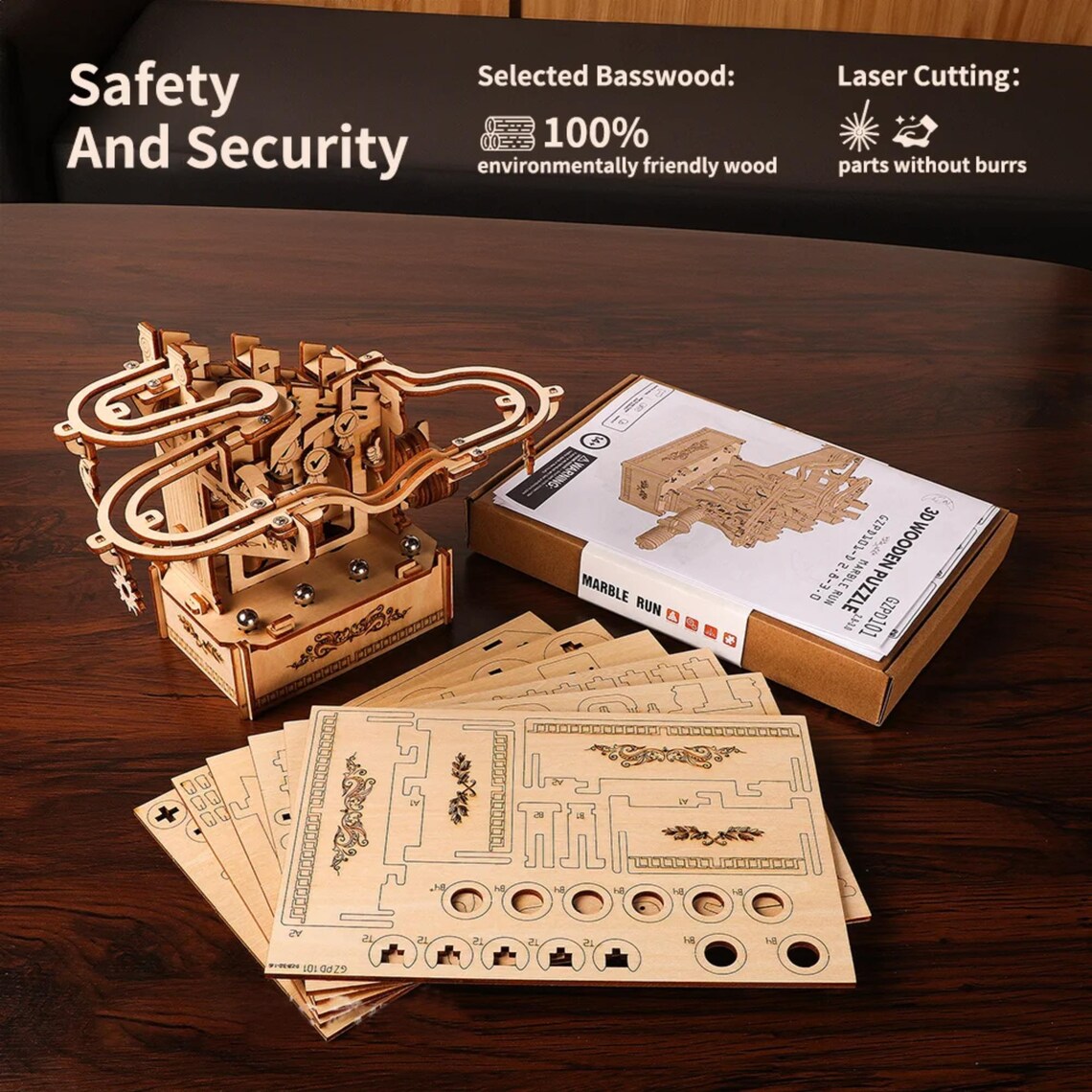 Star Moon Marble Run, Movable Wooden 3D Puzzle, DIY Building Block ...