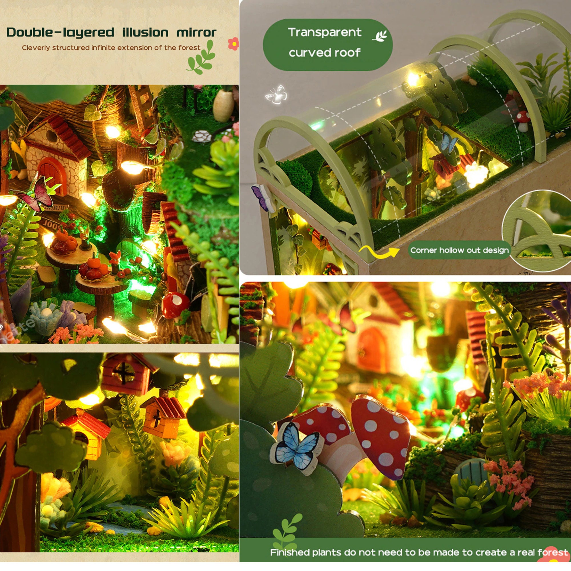 Firefly Forest DIY Book Nook Insert Kit Book Stand, Wooden Tiny House ...