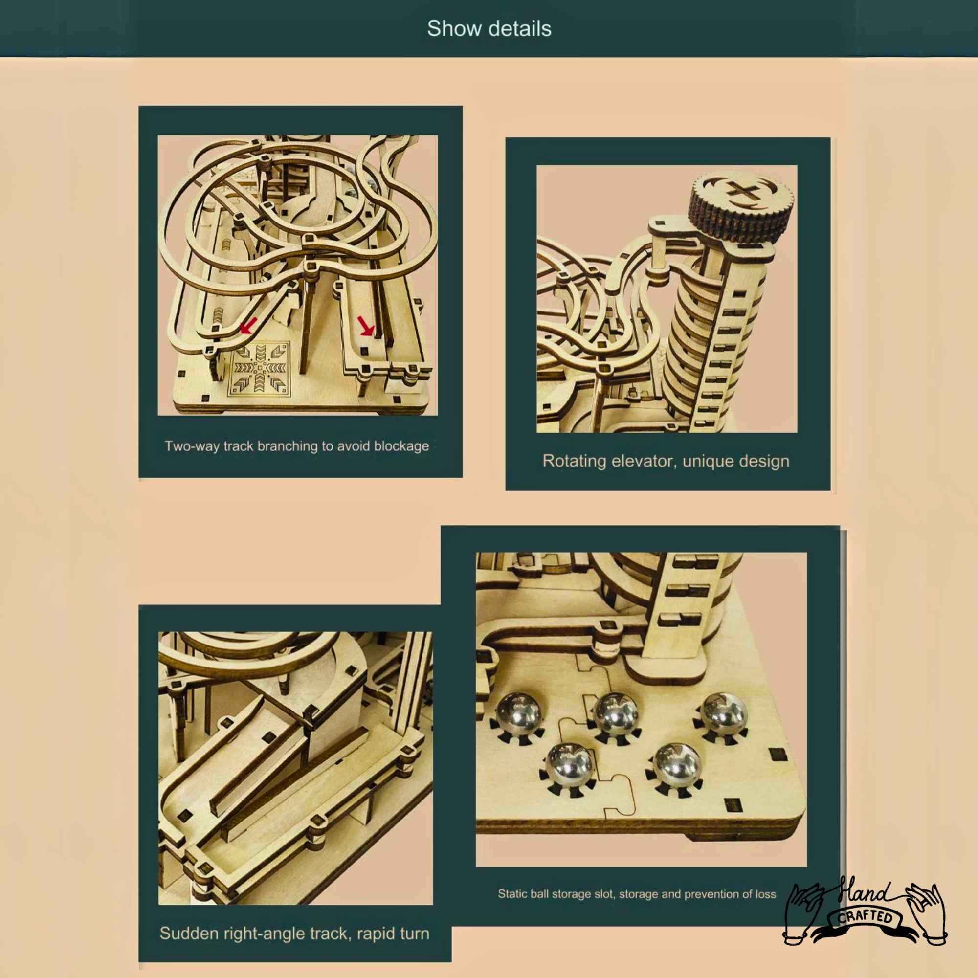 Marble Run Maze Wooden 3D Puzzle, Mechanical Spiral Rolling Track Ball ...