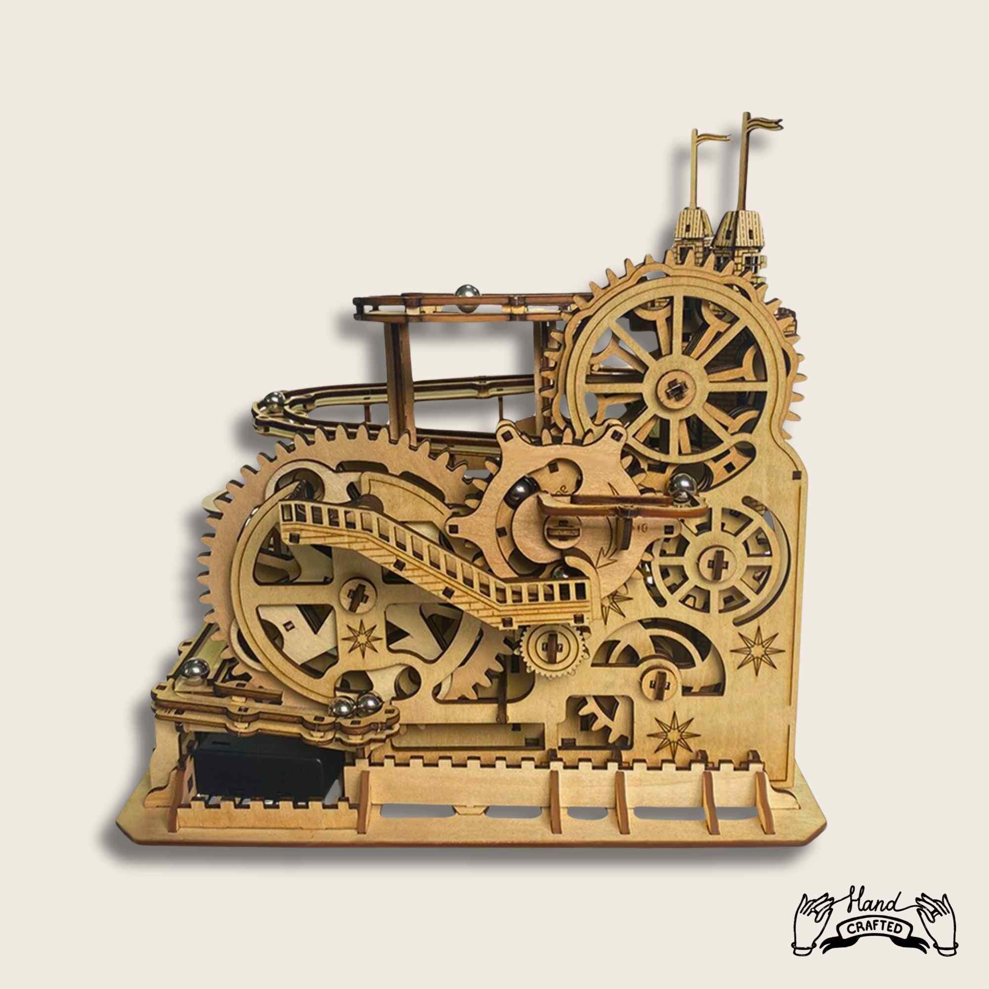 Wooden Marble Run Maze 3D Puzzle, Mechanical Track Electric Manual ...