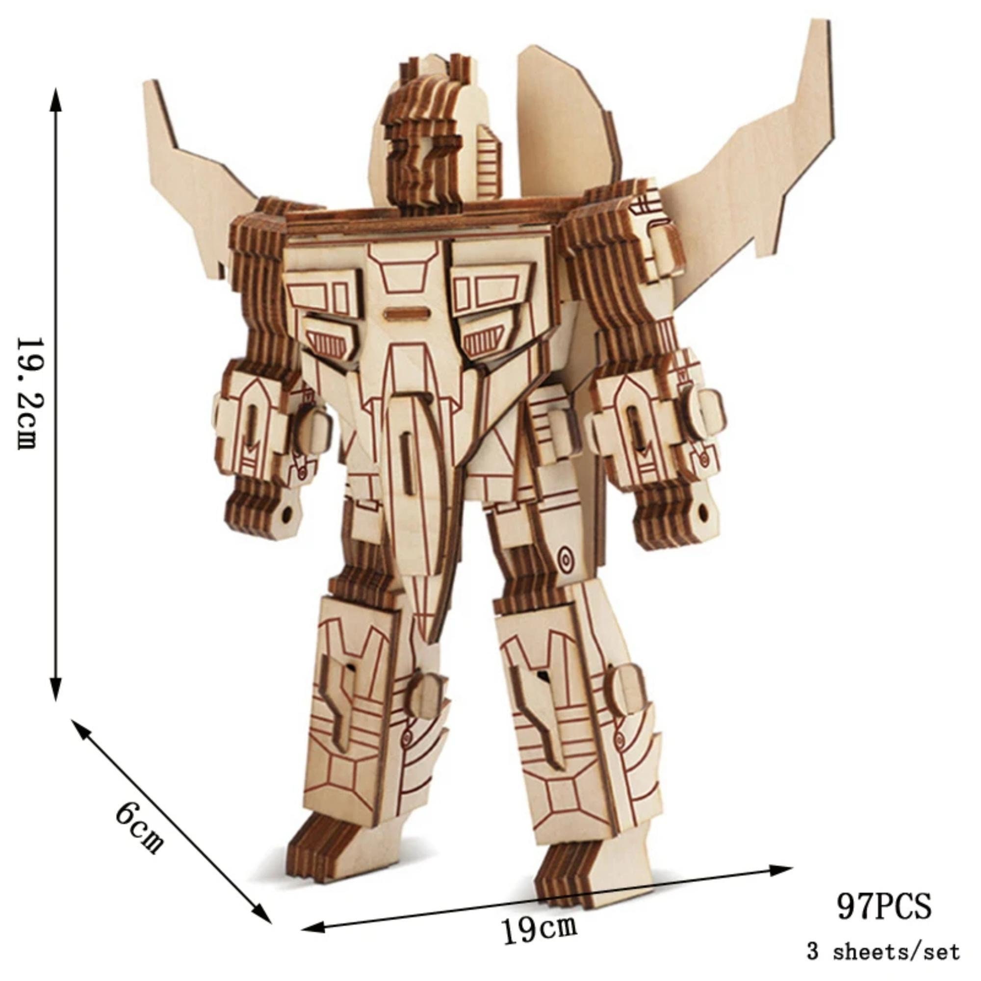 Transformer Robot, Wooden 3D Puzzle Toys, Jigsaw Puzzle DIY Educational ...