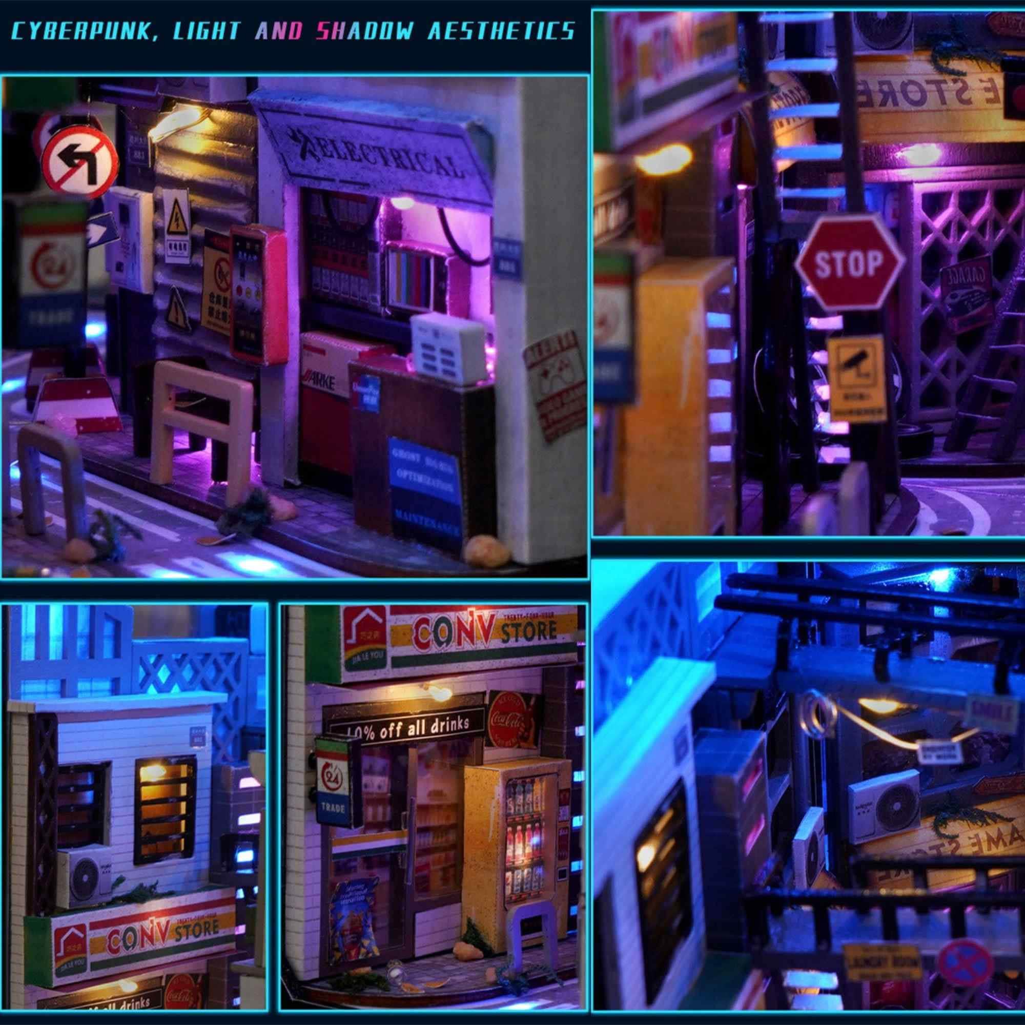 Cyberpunk World DIY Book Nook Shelf Miniature Insert Kits, Near Future ...