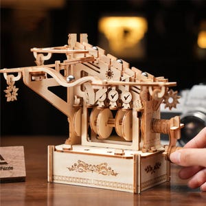 Star Moon Marble Run, Movable Wooden 3D Puzzle, DIY Building Block ...