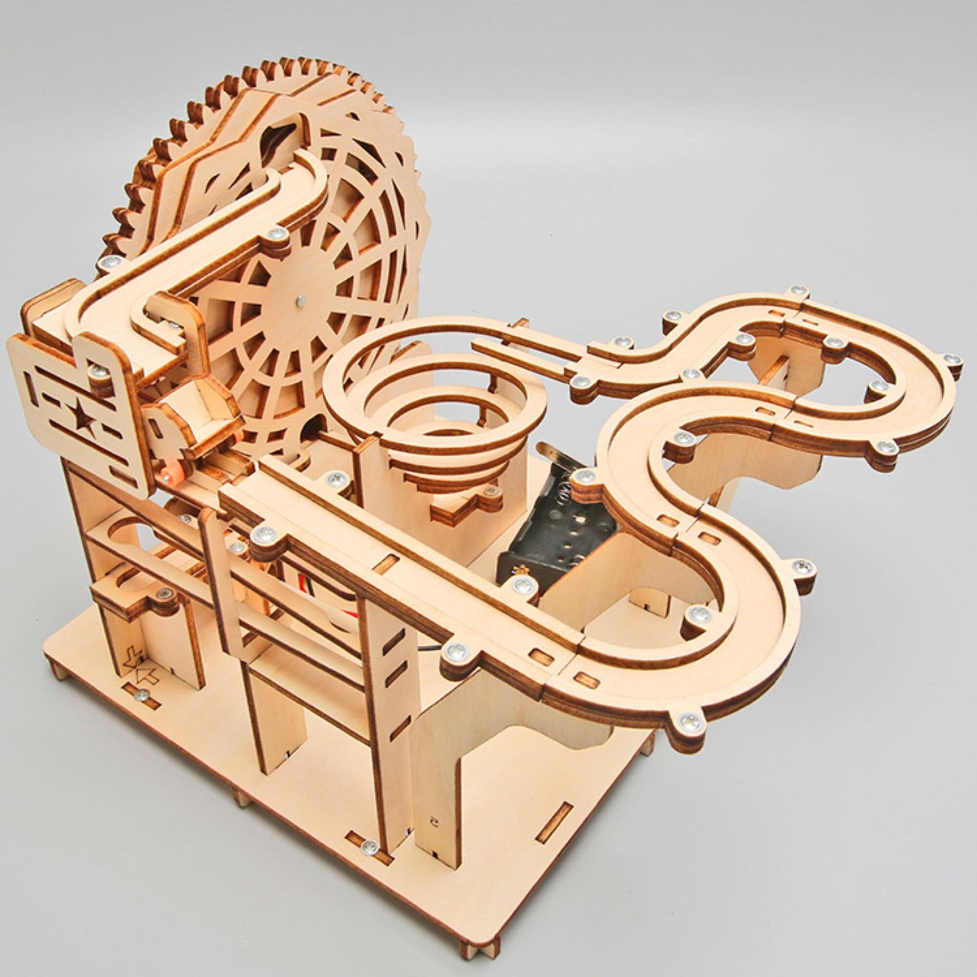 Marble Run Maze Wooden 3D Puzzle, Catapult Double Track Mechanical ...