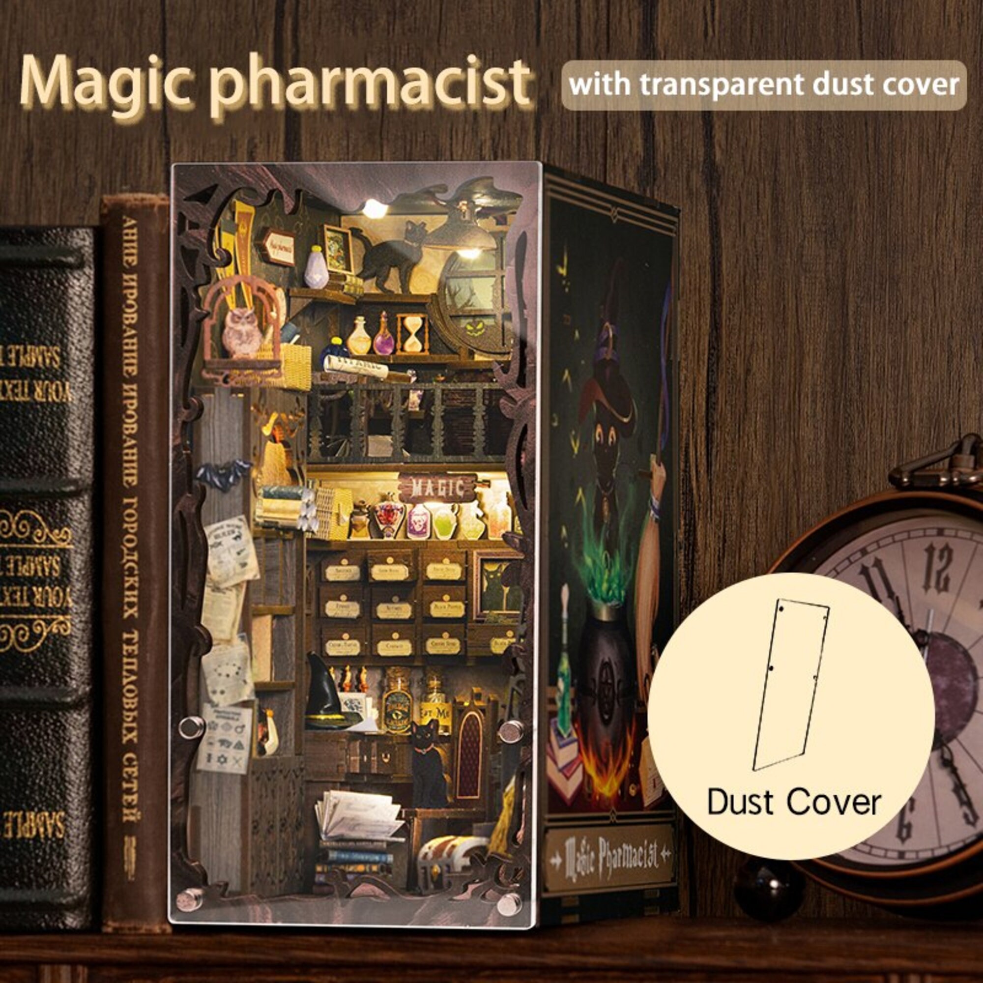 Magic Pharmacist Series DIY Book Nook, Dollhouse Kit With Touch Lights ...