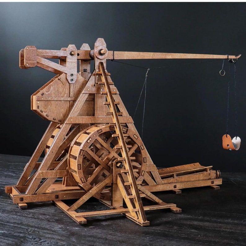 Rotary Counterweight Trebuchet Catapult, DIY Ancient Chariot Model ...