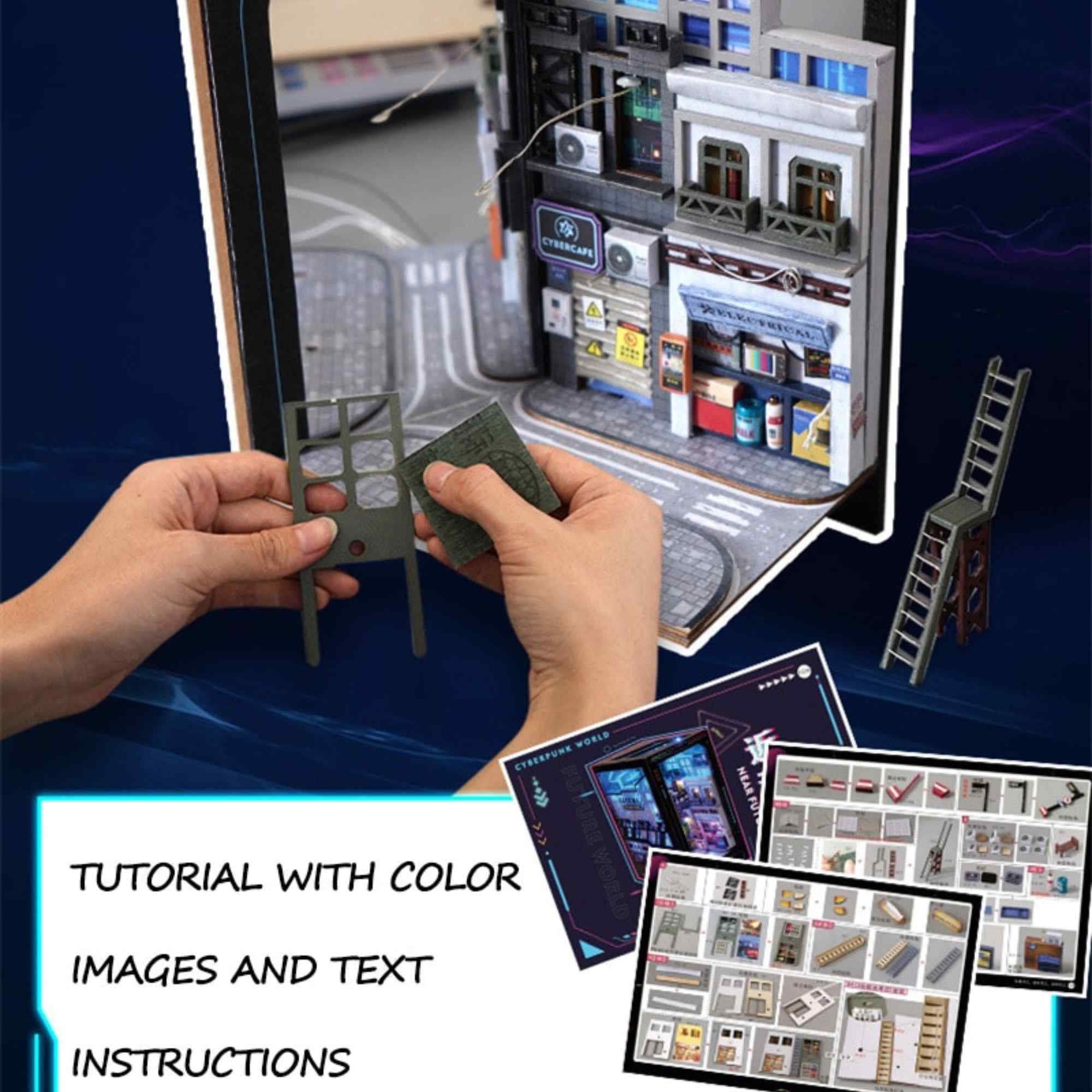 Cyberpunk World DIY Book Nook Shelf Miniature Insert Kits, Near Future ...