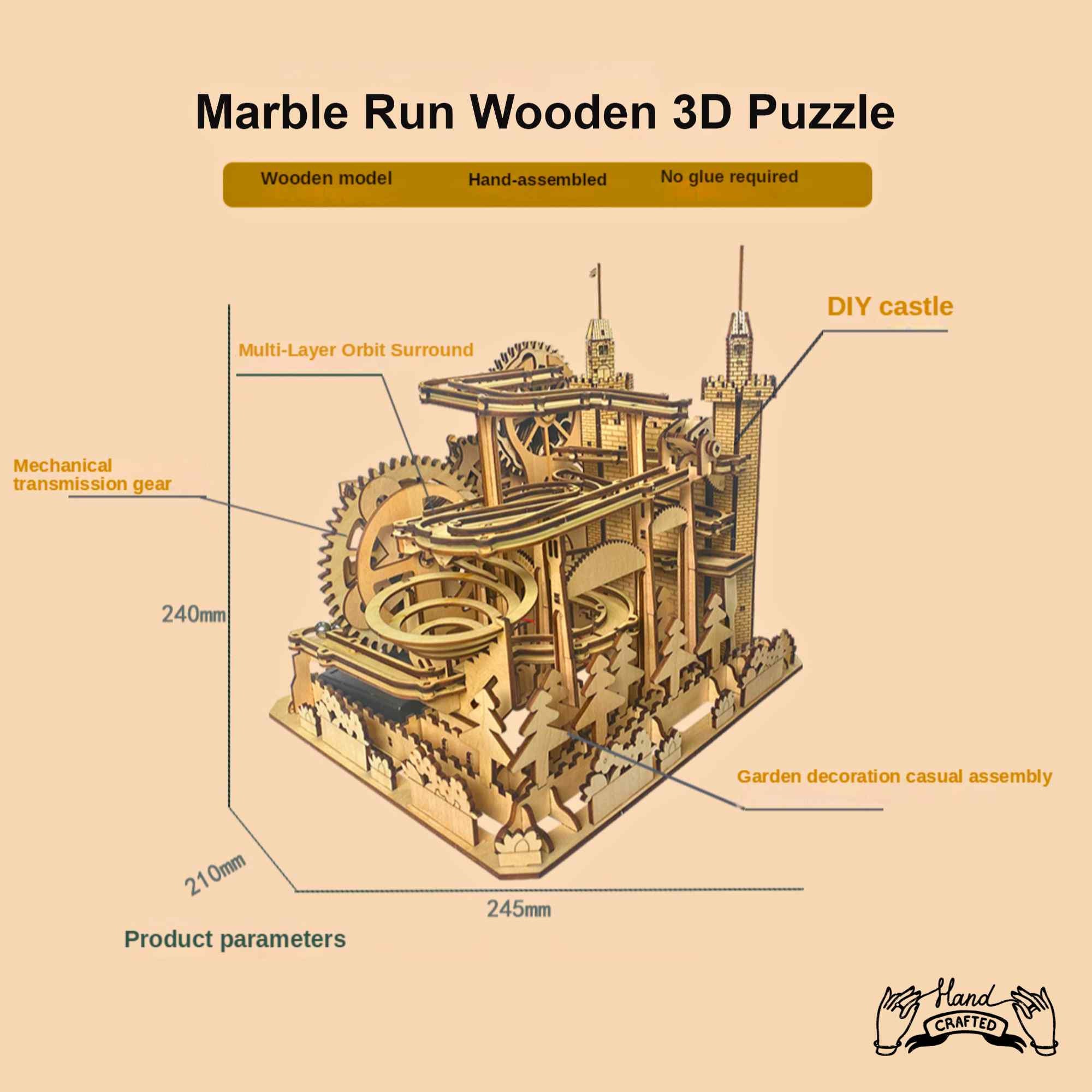 Wooden Marble Run Maze 3D Puzzle, Mechanical Track Electric Manual ...