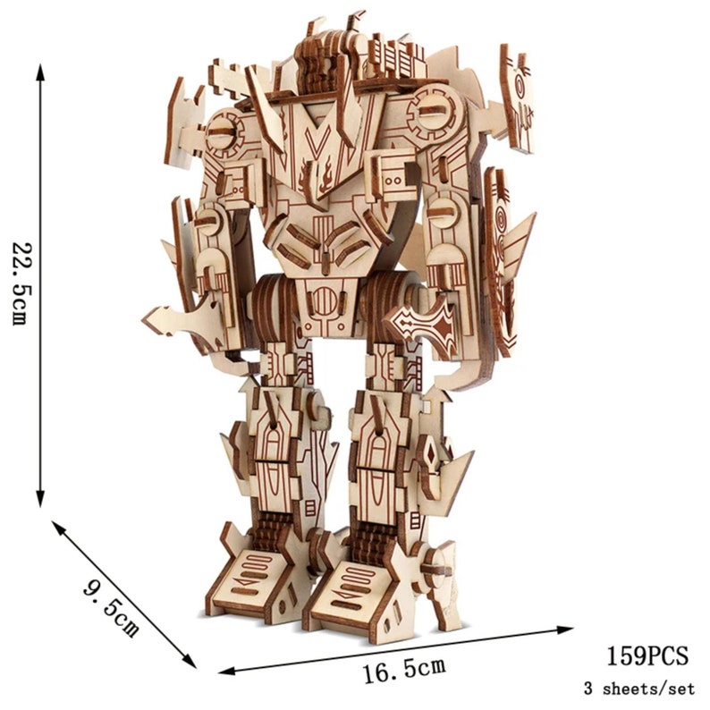 Transformer Robot, Wooden 3D Puzzle Toys, Jigsaw Puzzle DIY Educational ...
