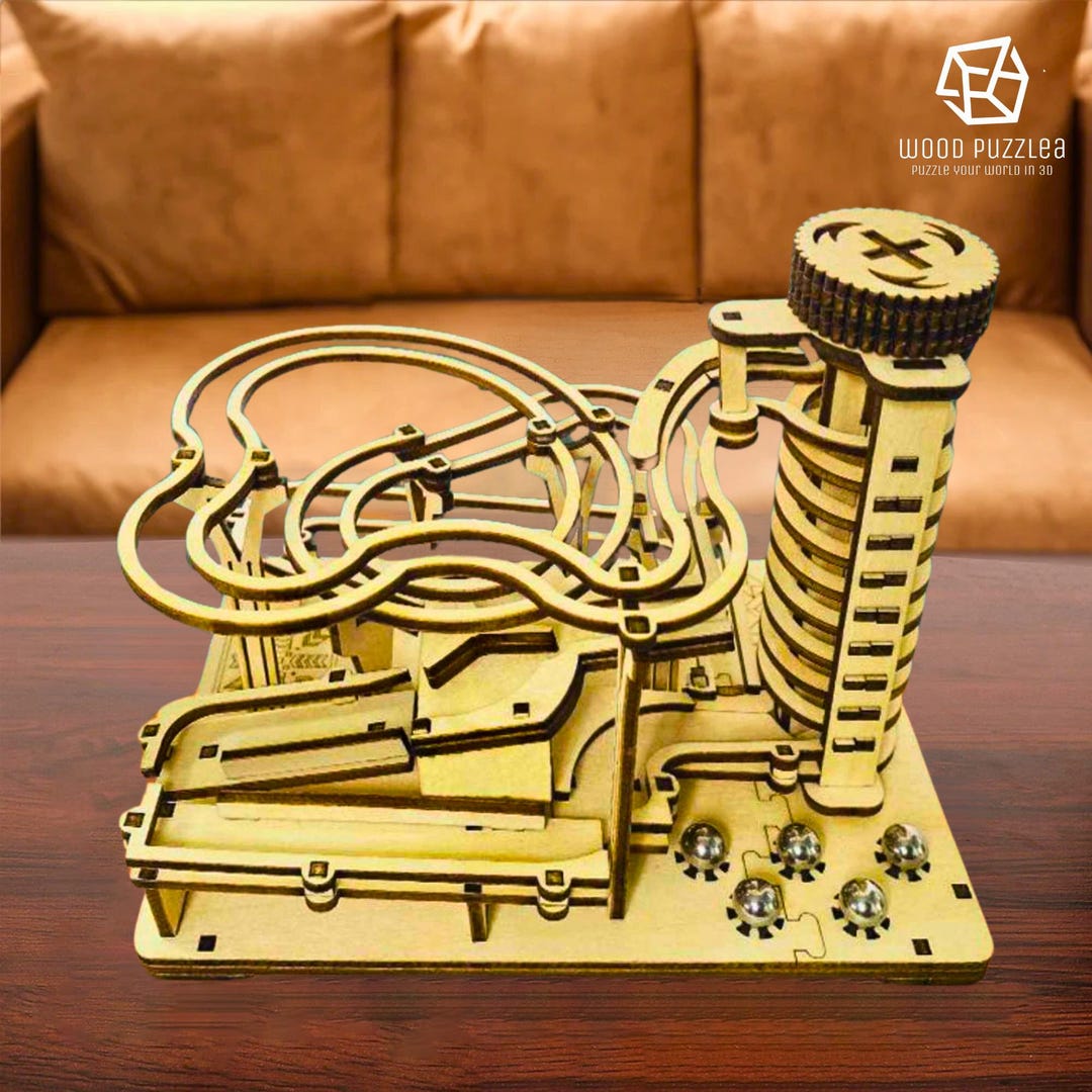 Marble Run Maze Wooden 3D Puzzle, Mechanical Spiral Rolling Track Ball ...
