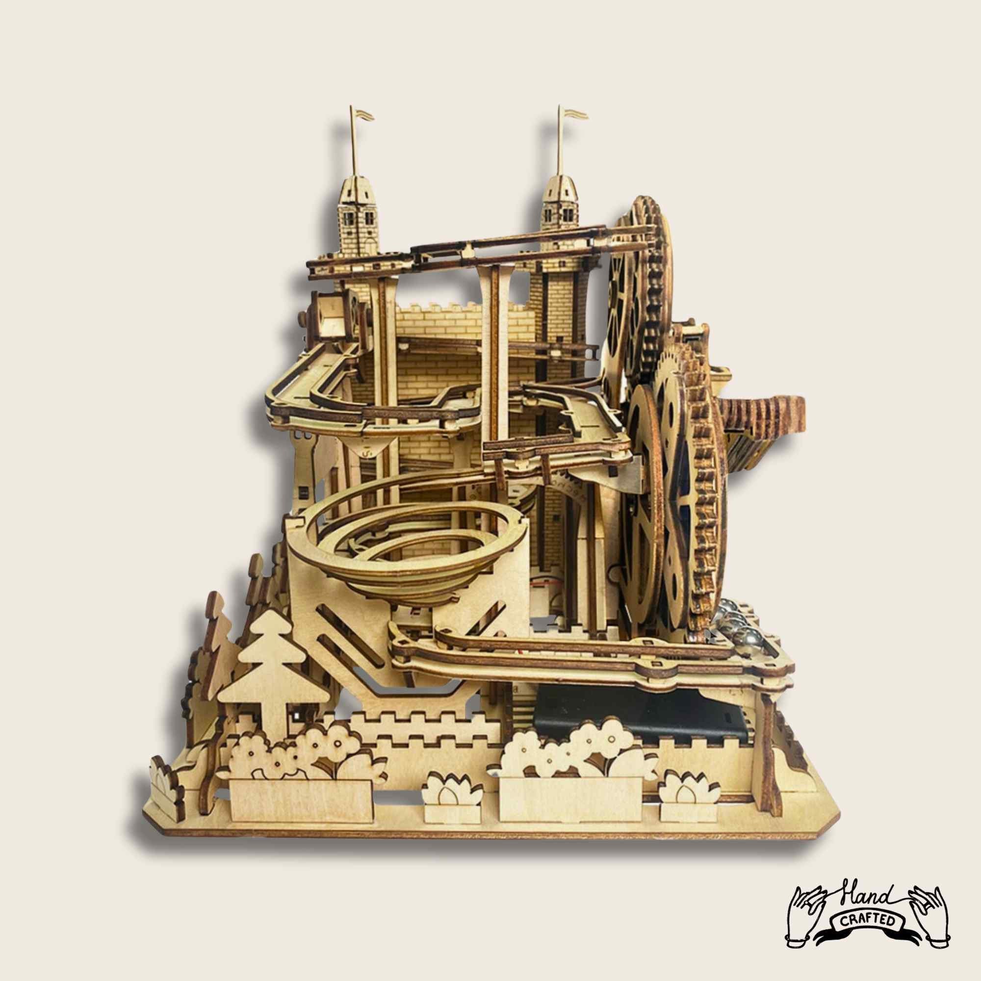 Wooden Marble Run Maze 3D Puzzle, Mechanical Track Electric Manual ...