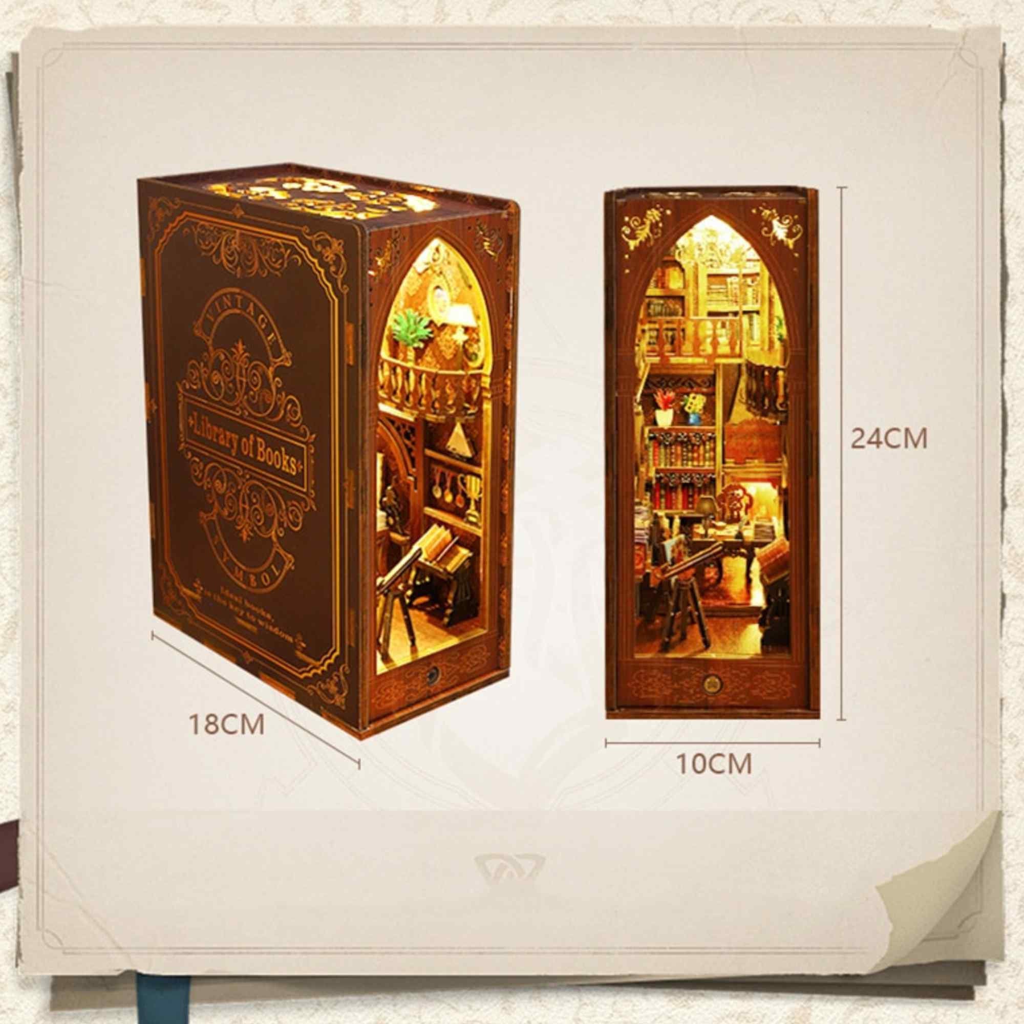 Library of Books DIY Book Nook Shelf Insert Kit, Wooden Tiny Miniature ...
