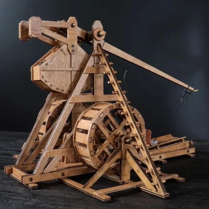 Rotary Counterweight Trebuchet Catapult, DIY Ancient Chariot Model ...
