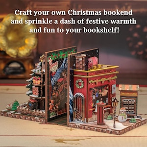 Christmas Cottage Book Nook Kit: 3D Wooden Puzzle Dollhouse Bookend - Etsy