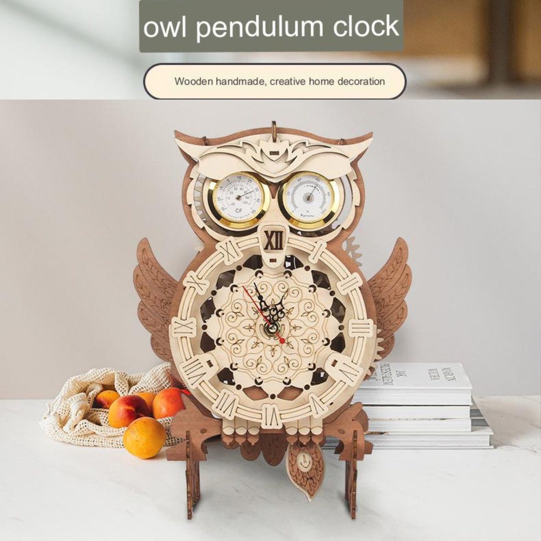 Owl Pendulum Clock: DIY Wooden 3D Puzzle, Retro Mechanical Model - Etsy