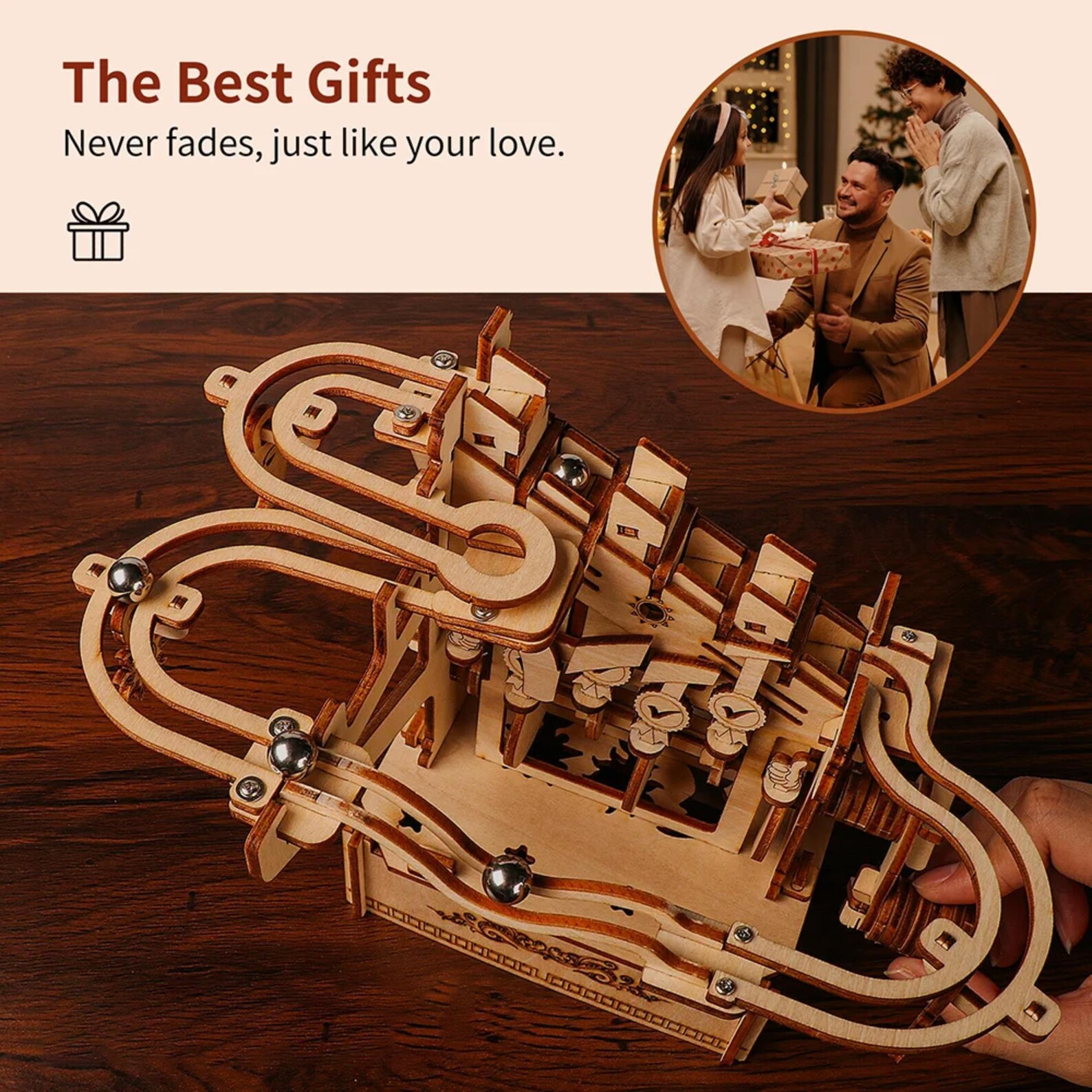 Star Moon Marble Run, Movable Wooden 3D Puzzle, DIY Building Block Track Ball Maze, Mechanical ...